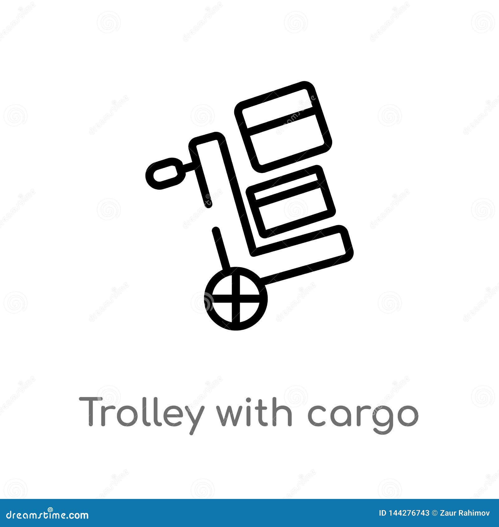 Outline Trolley with Cargo Vector Icon. Isolated Black Simple Line ...