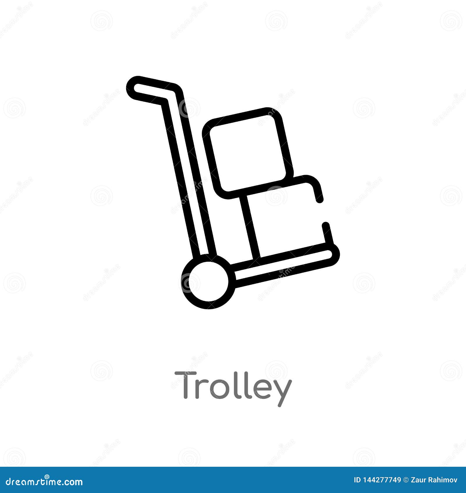 Outline Trolley Vector Icon. Isolated Black Simple Line Element ...