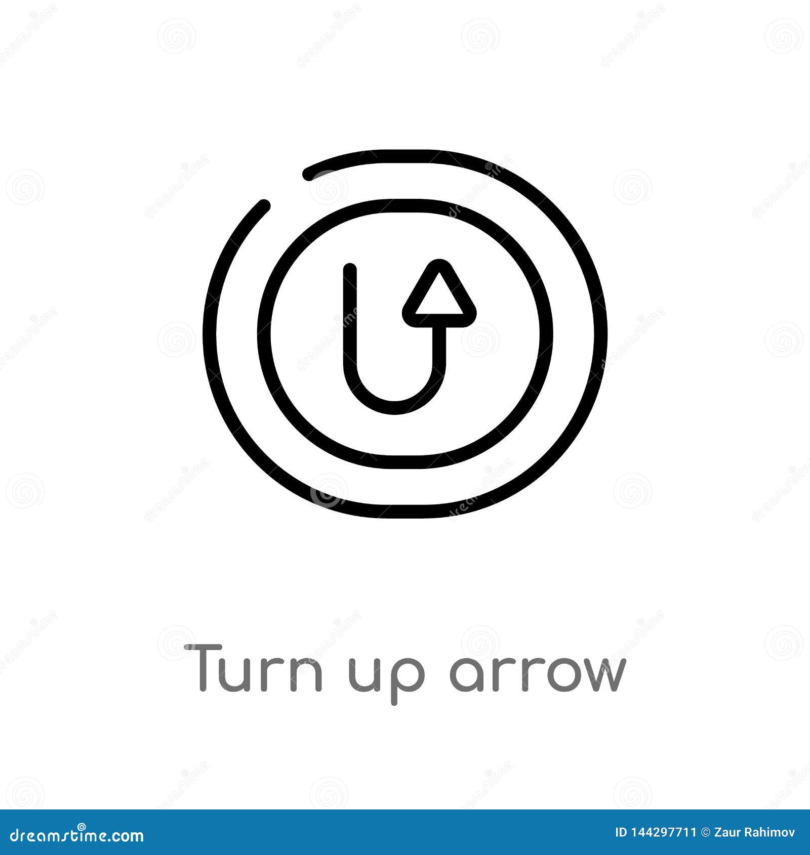 Outline Turn Up Arrow Vector Icon. Isolated Black Simple Line Element ...
