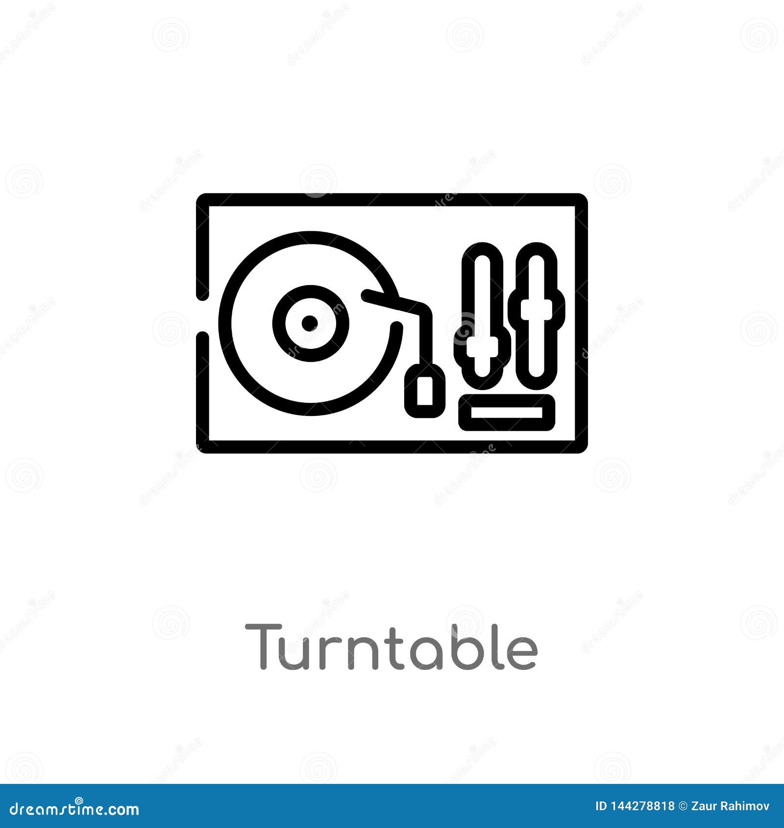 Outline Turntable Vector Icon. Isolated Black Simple Line Element Illustration from Discotheque ...