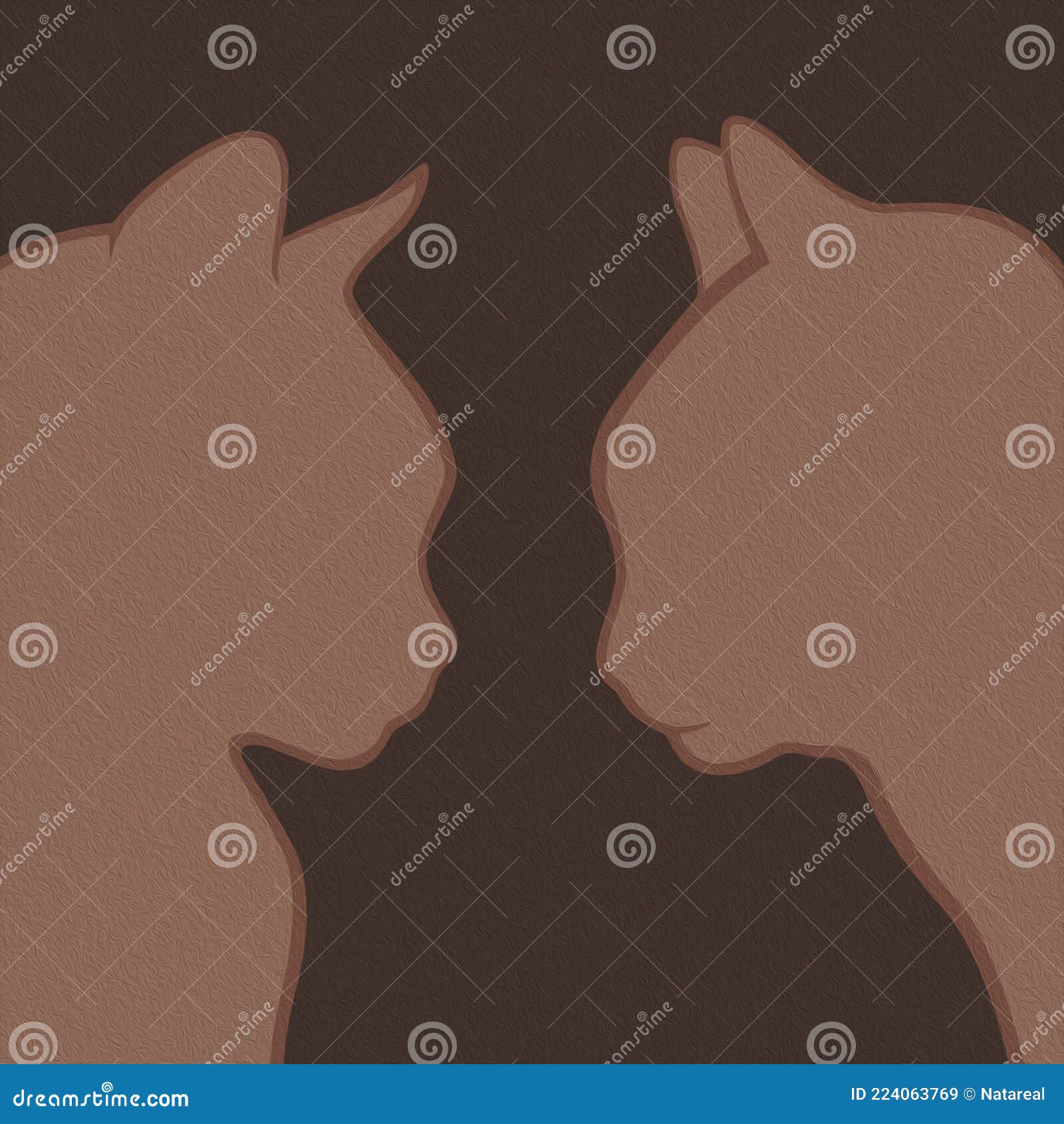Outline of two cat muzzles stock illustration. Illustration of adorable ...
