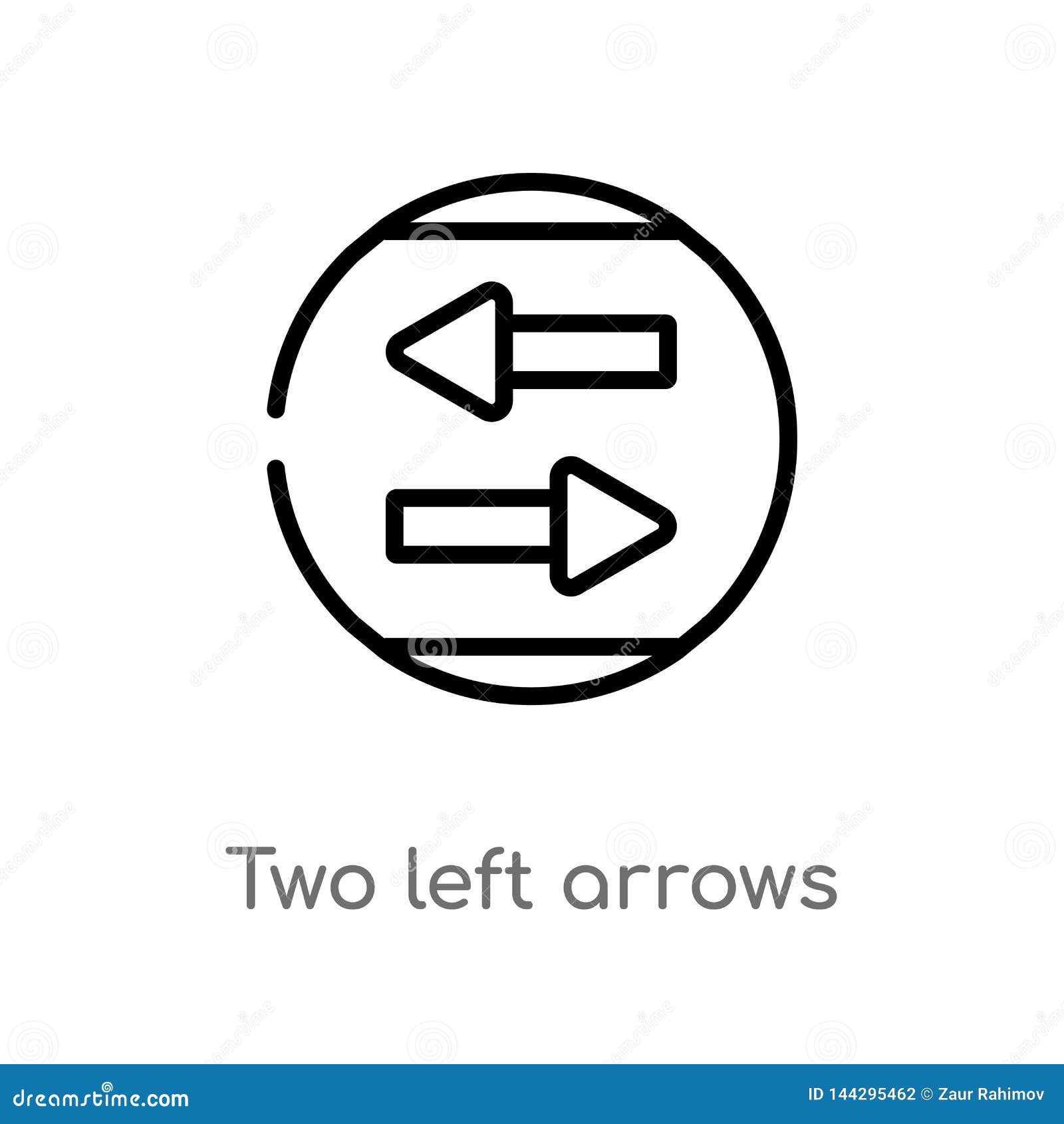 Outline Two Left Arrows Vector Icon. Isolated Black Simple Line Element ...