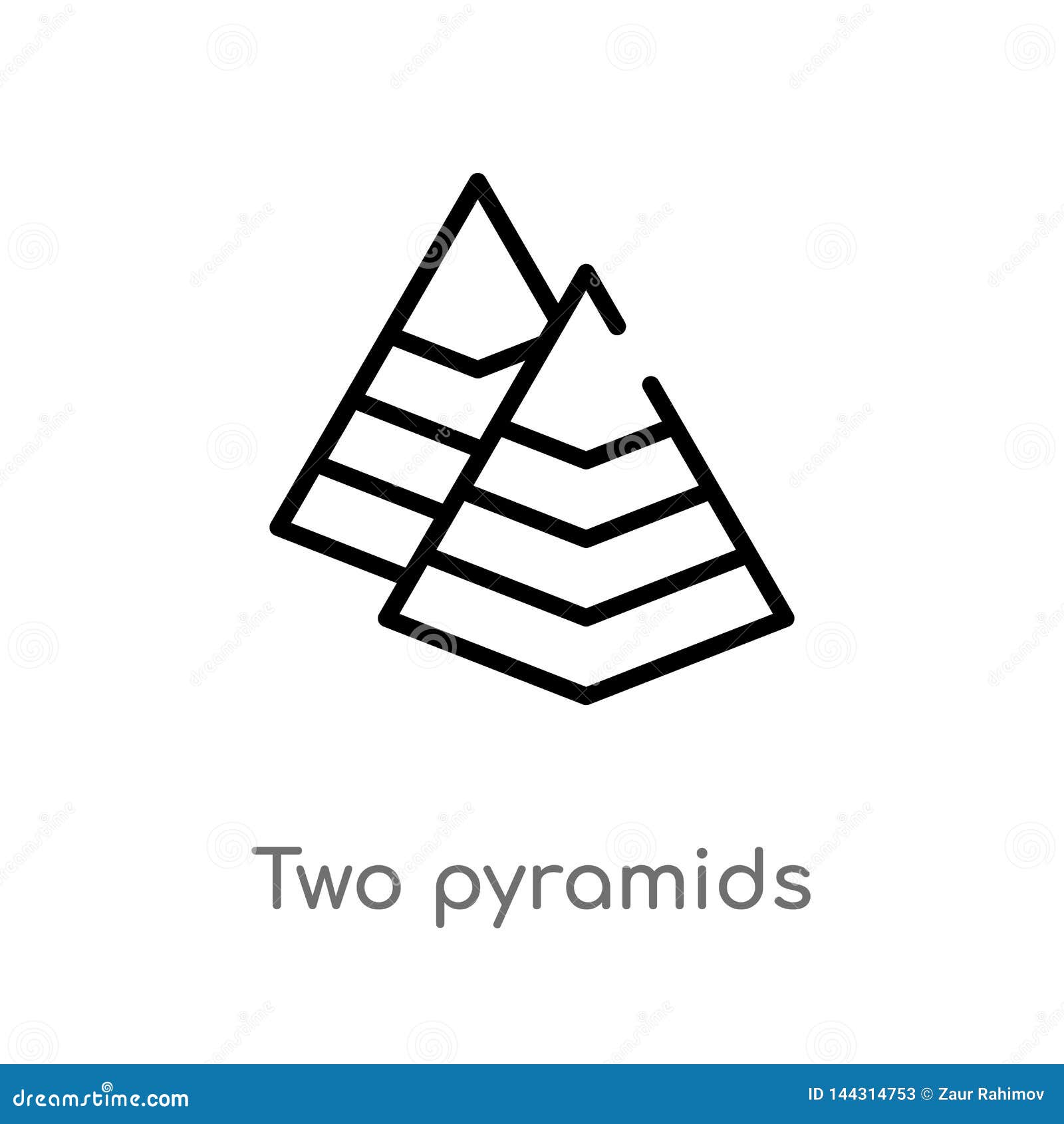 Outline Two Pyramids Vector Icon. Isolated Black Simple Line Element ...