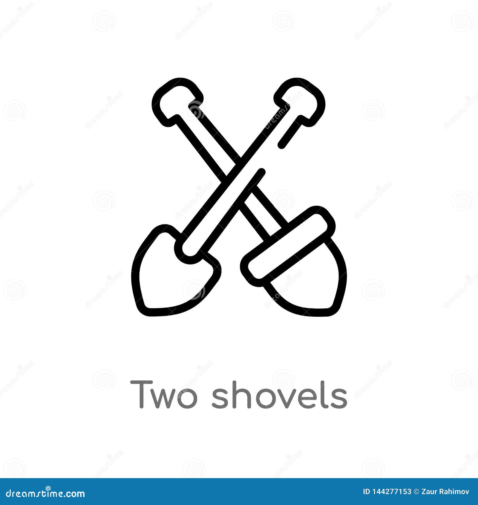 Outline Two Shovels Vector Icon. Isolated Black Simple Line Element ...
