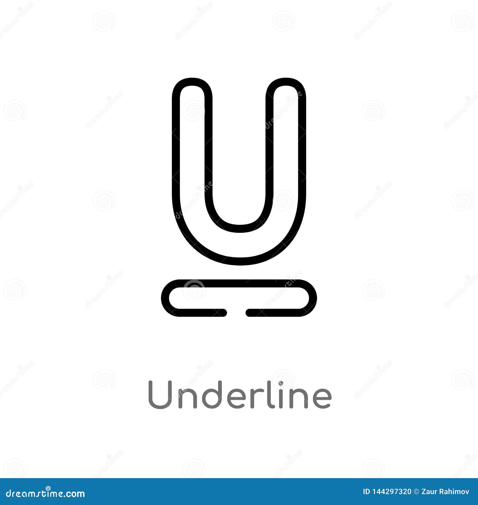 Outline Underline Vector Icon. Isolated Black Simple Line Element ...