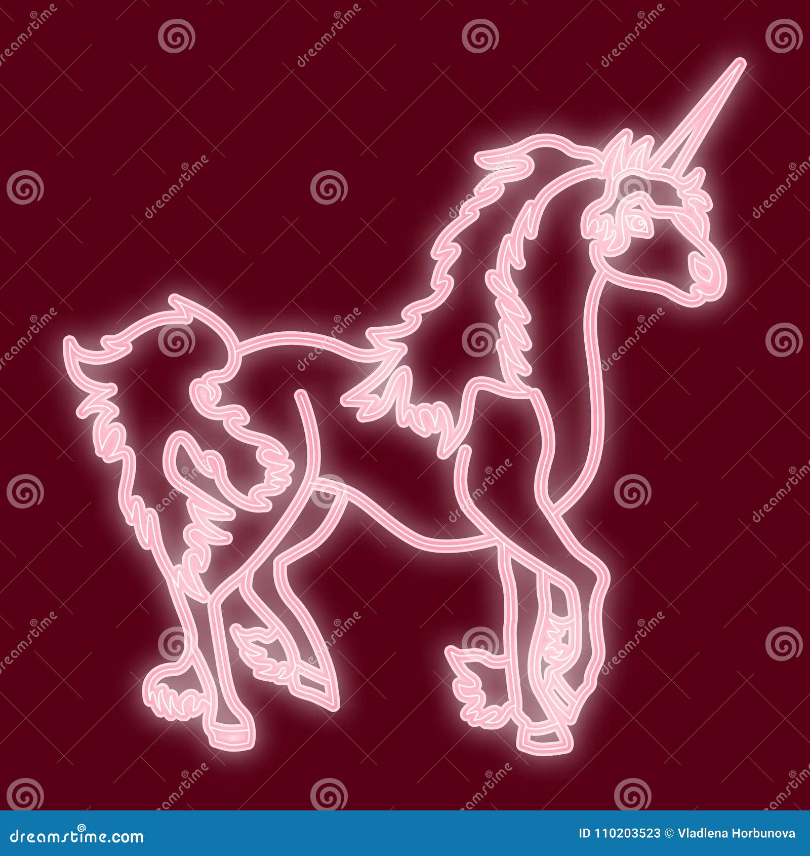 The Outline of the Unicorn. Neon Lighte Stock Vector - Illustration of ...