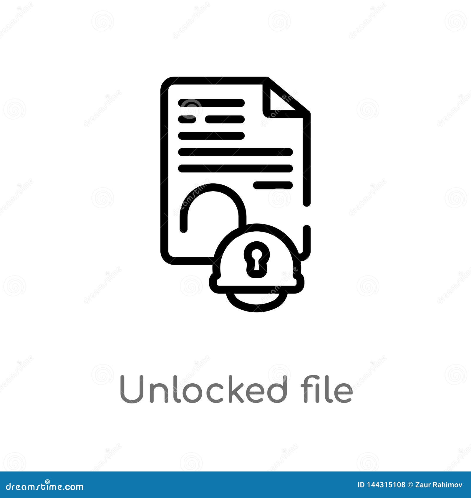 Outline Unlocked File Vector Icon. Isolated Black Simple Line Element ...