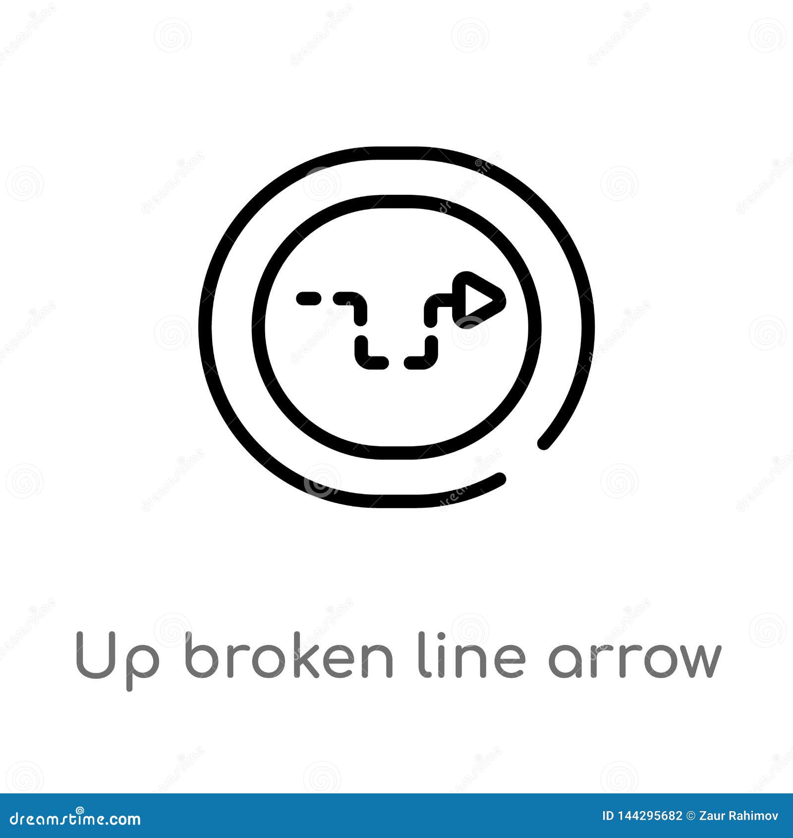 Outline Up Broken Line Arrow Vector Icon. Isolated Black Simple Line ...