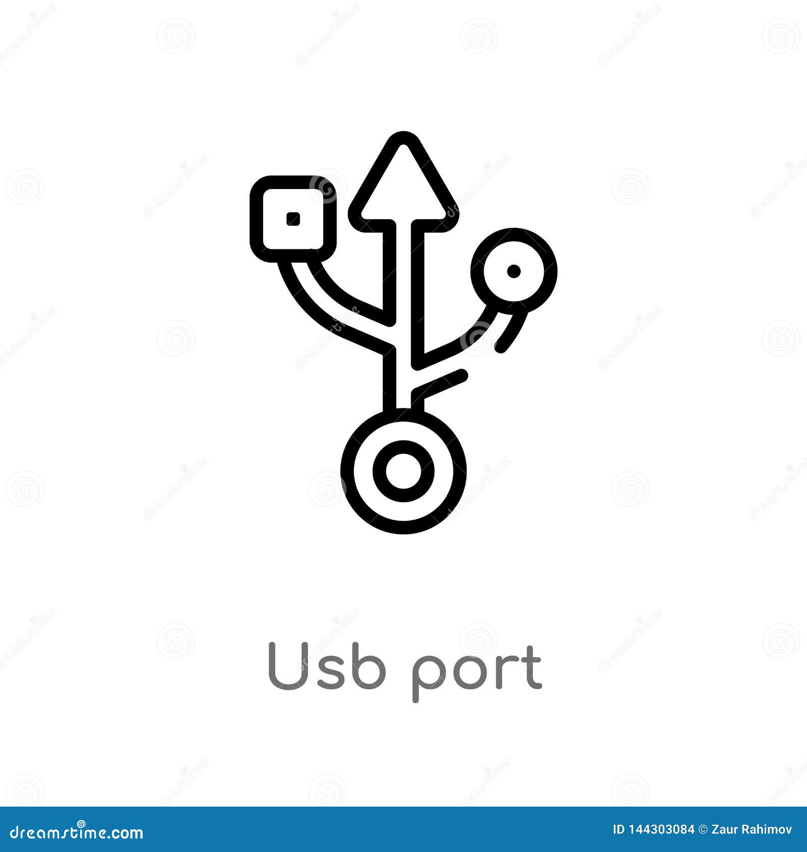 Outline Usb Port Vector Icon. Isolated Black Simple Line Element ...
