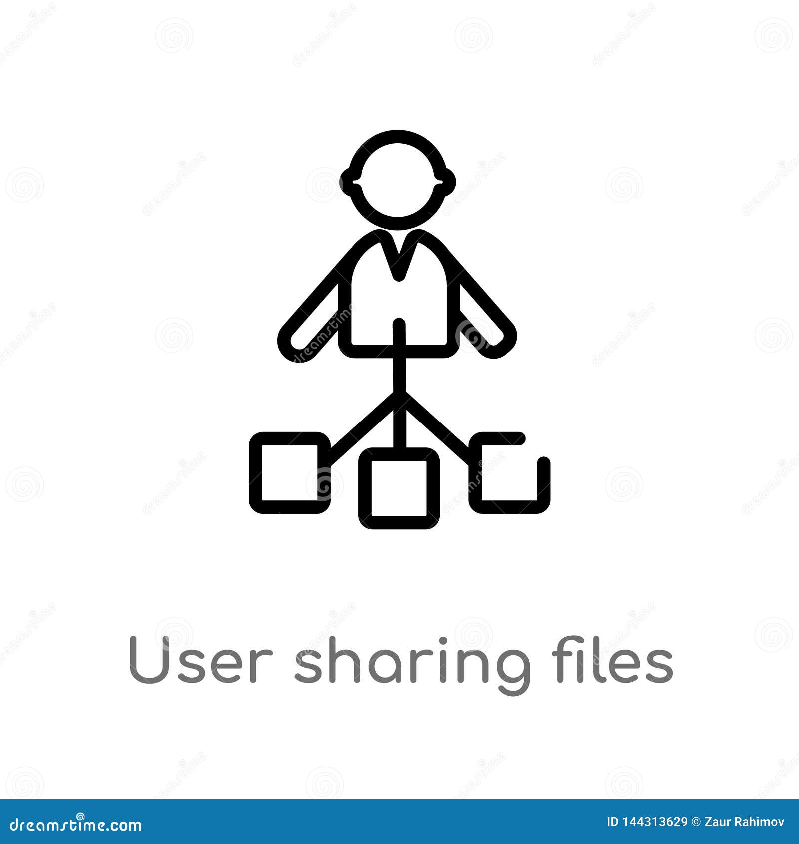 Outline User Sharing Files Vector Icon. Isolated Black Simple Line ...