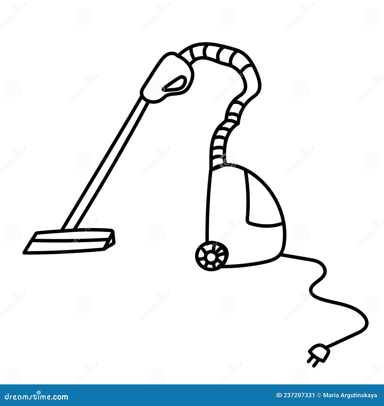 Outline Vacuum Cleaner with Cable. Vector Hand Drawn Doodle Style ...