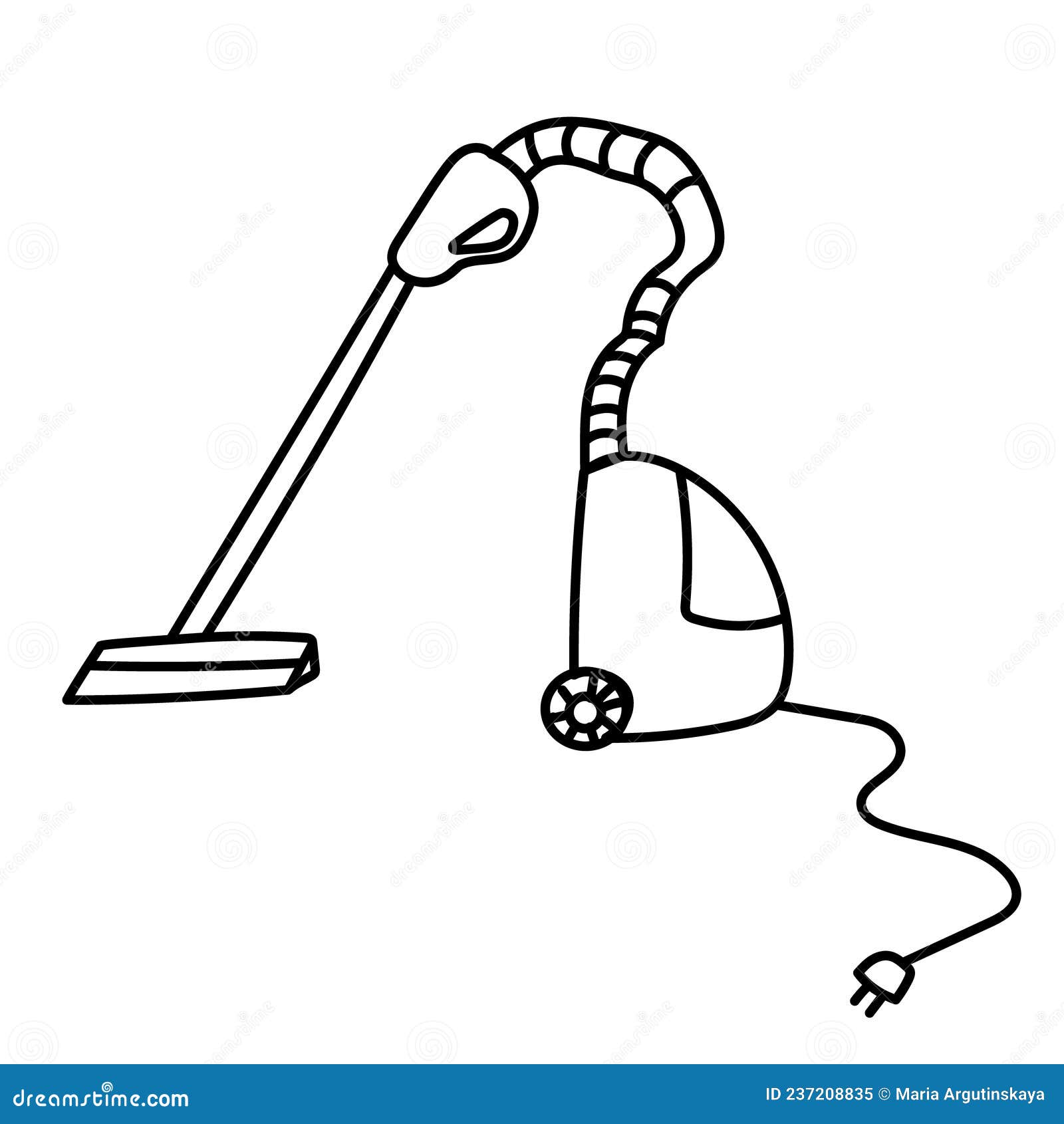 Outline Vacuum Cleaner with Cable. Vector Hand Drawn Doodle Style ...