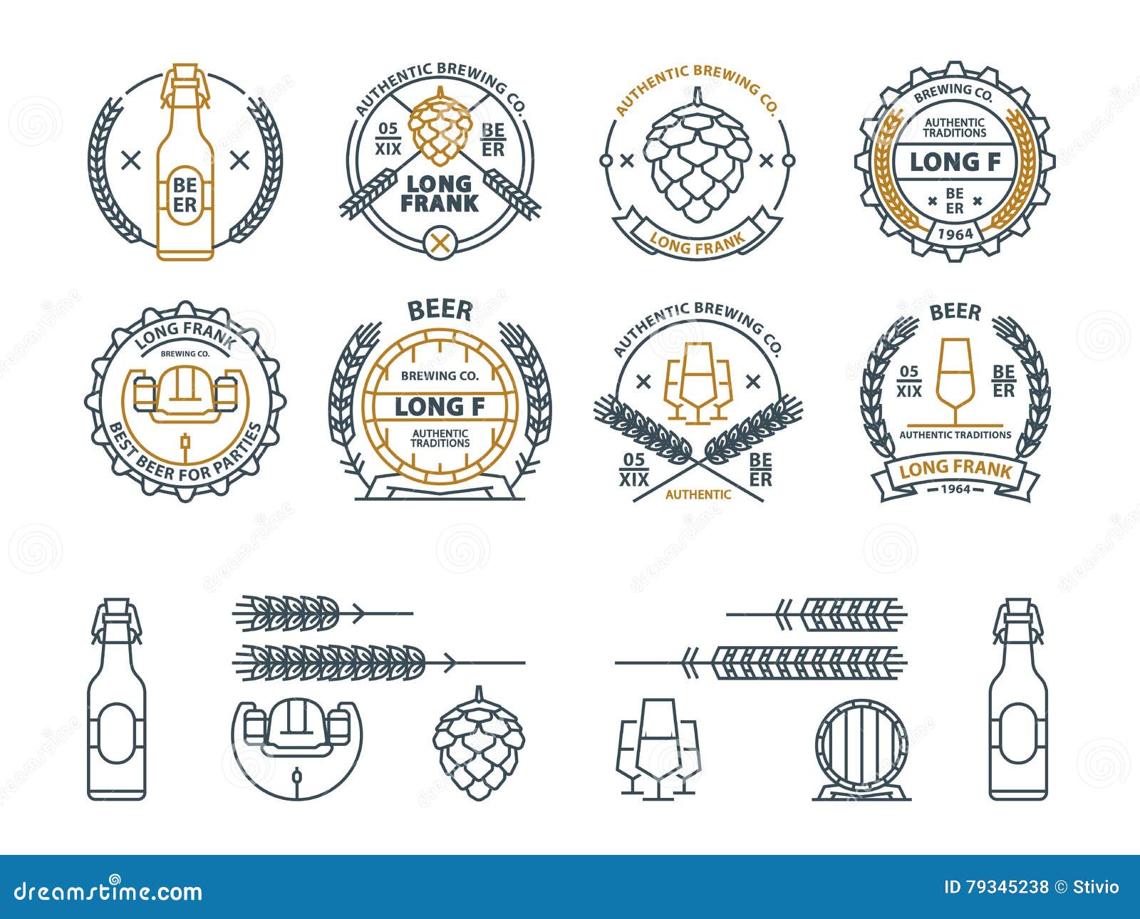 Outline Vector Beer Emblems, Symbols, Icons, Pub Labels, Badges ...