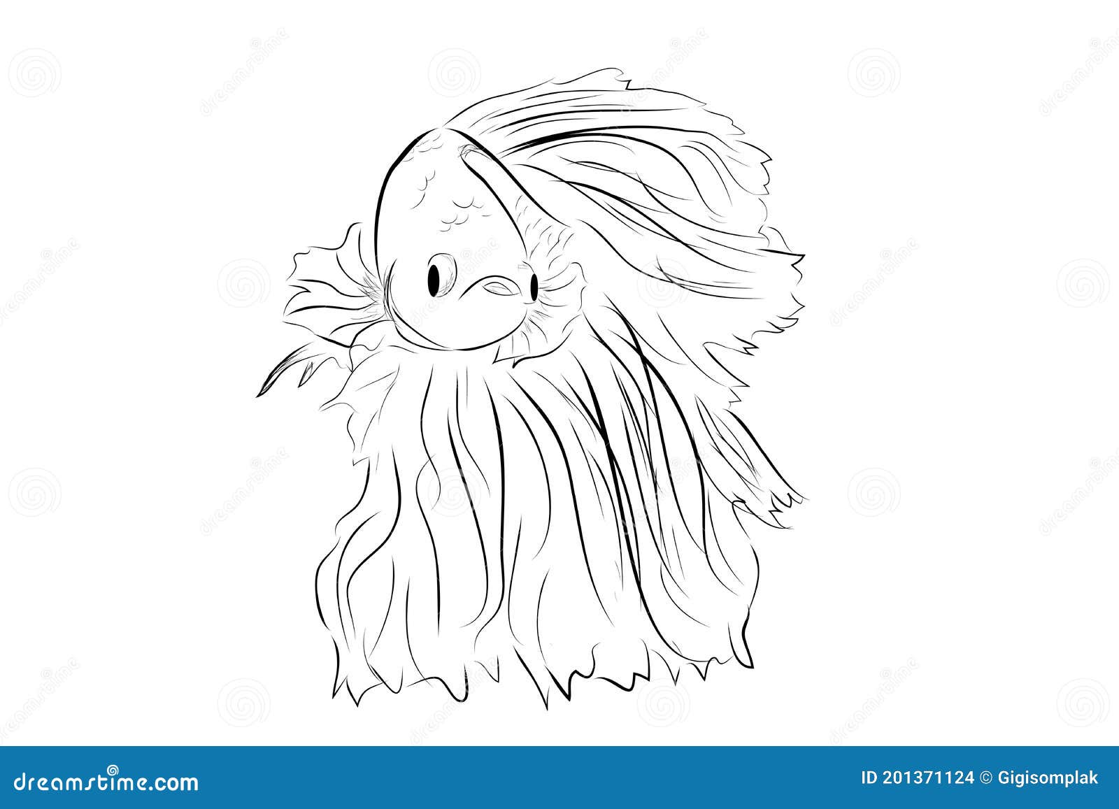 Simple Outline Vector Betta or Siamese Fighting Fish, Giant Half Moon ...