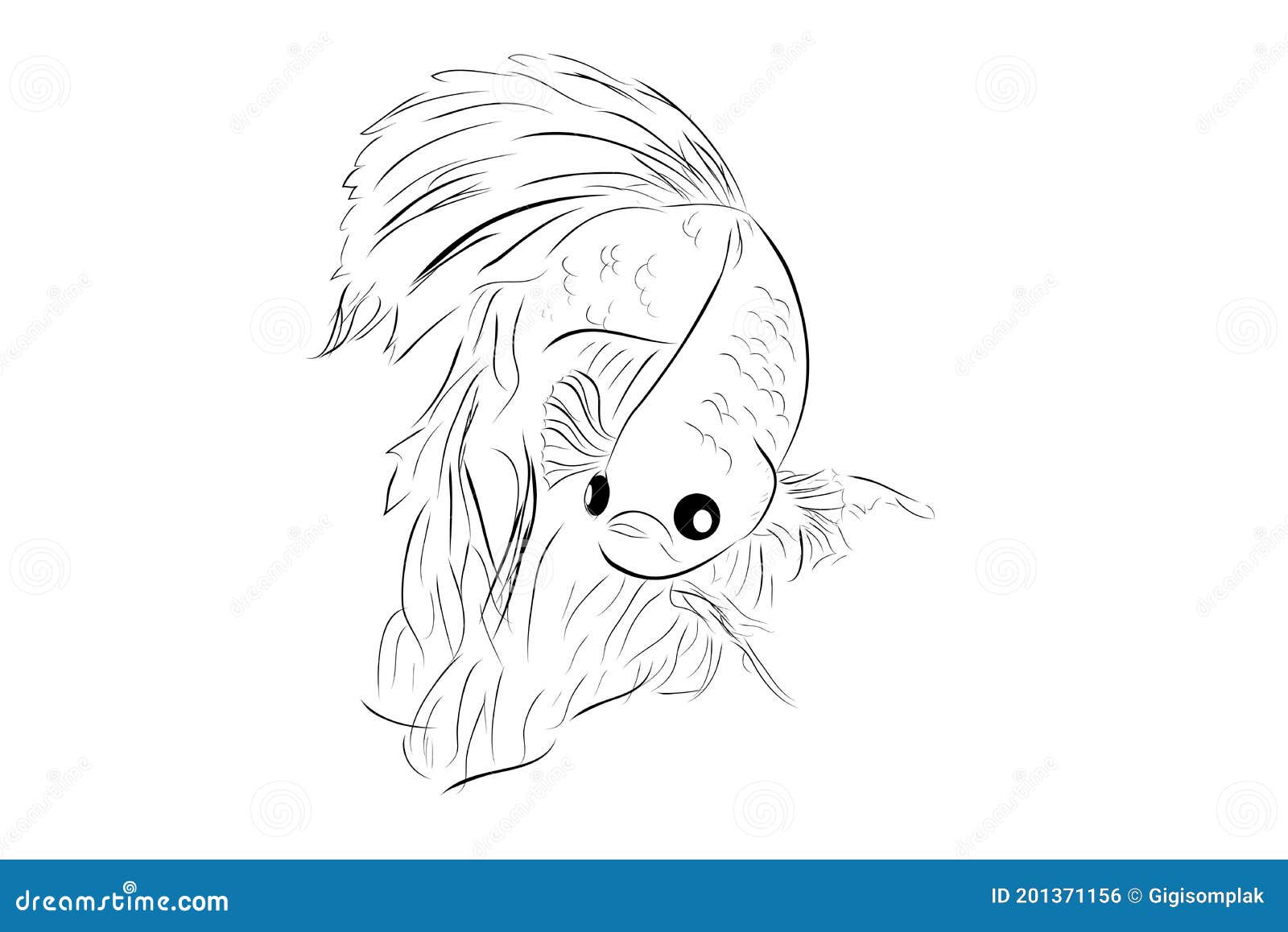 Simple Outline Vector Betta or Siamese Fighting Fish, Giant Half Moon ...