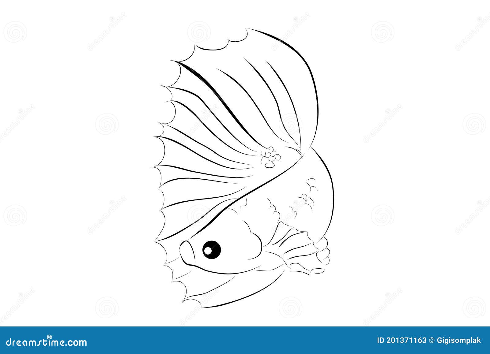Simple Outline Vector Betta or Siamese Fighting Fish , on ...