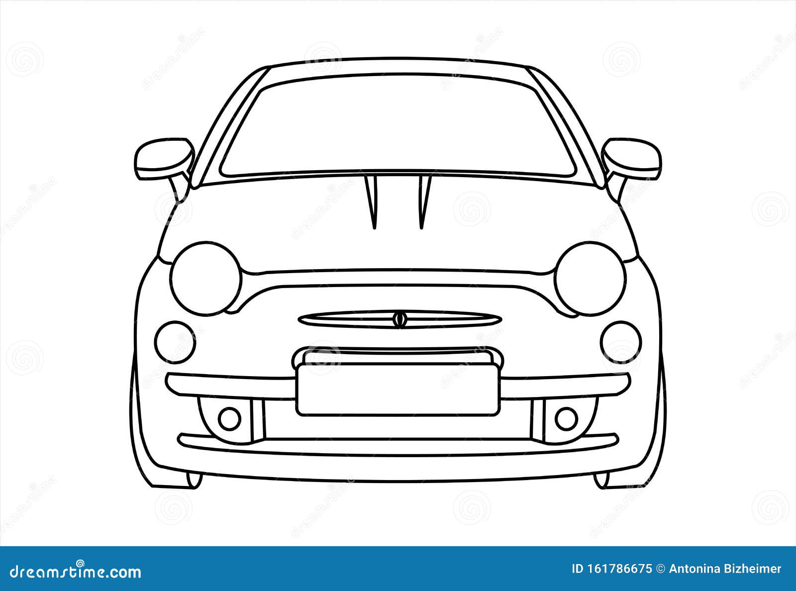 Outline Vector Car Isolated on White Background, Front View Stock ...