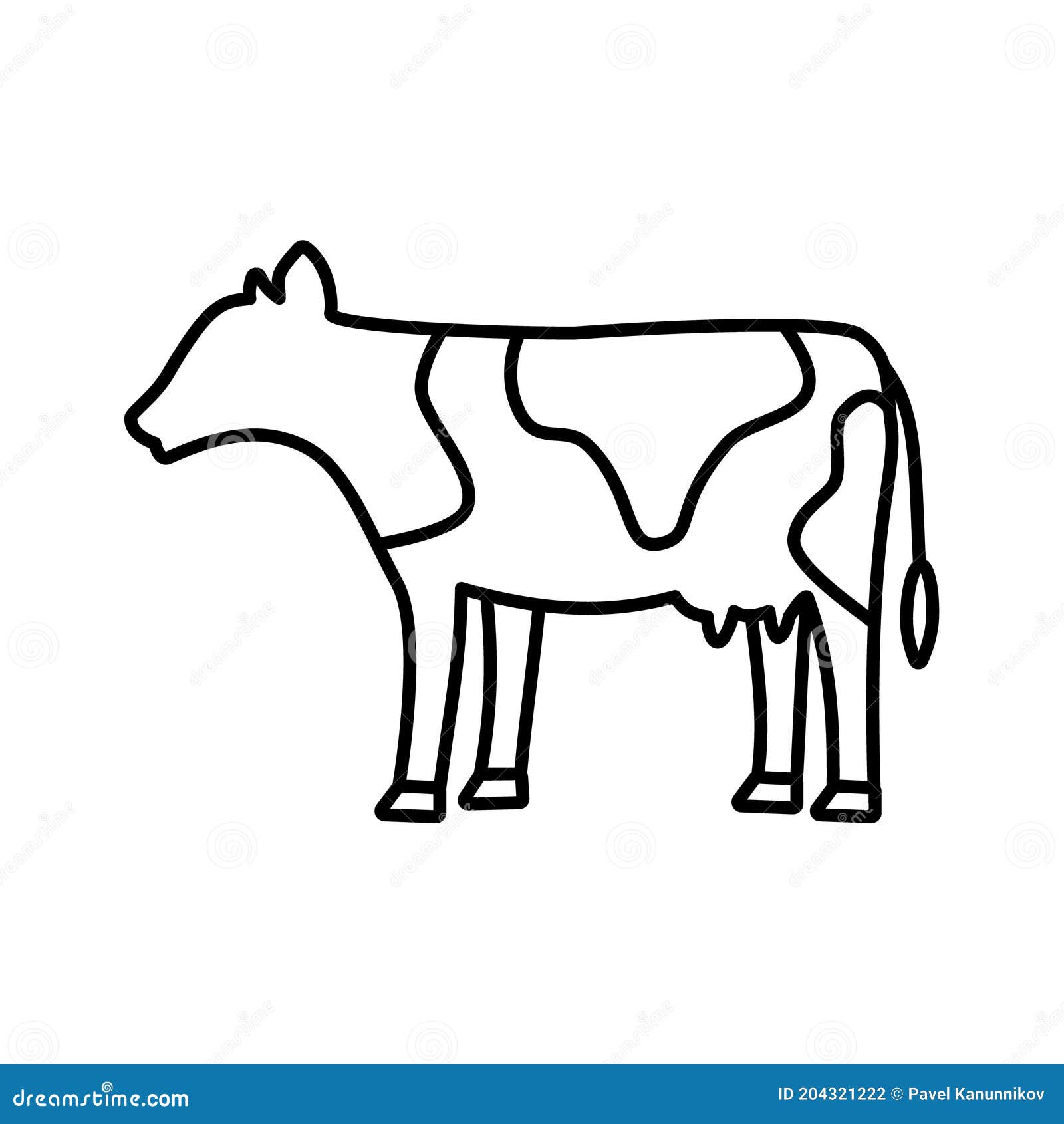 Outline Vector Cow Icon Isolated on White Background Stock Illustration ...