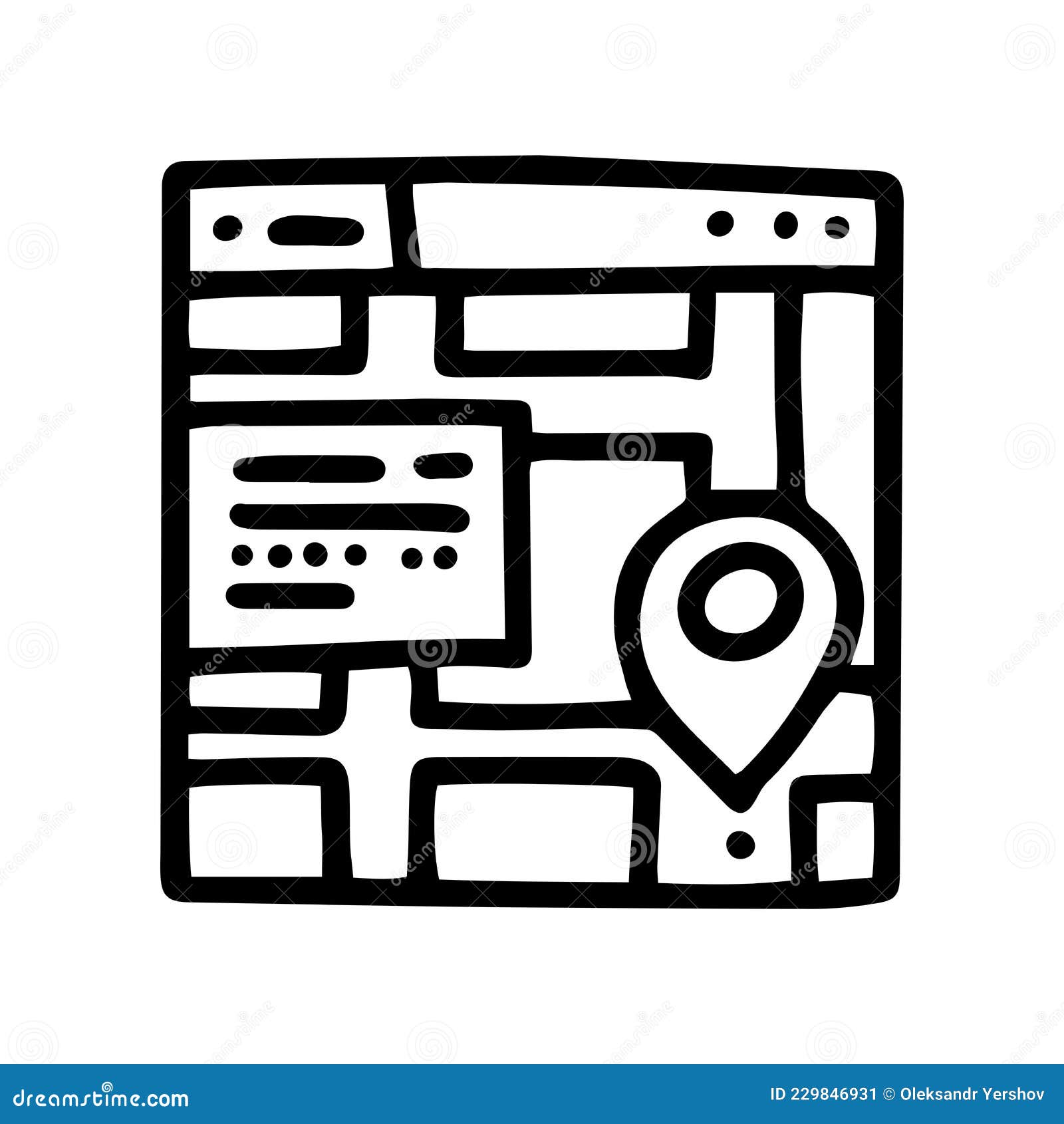 Online Map Line Vector Doodle Simple Icon Stock Vector - Illustration ...