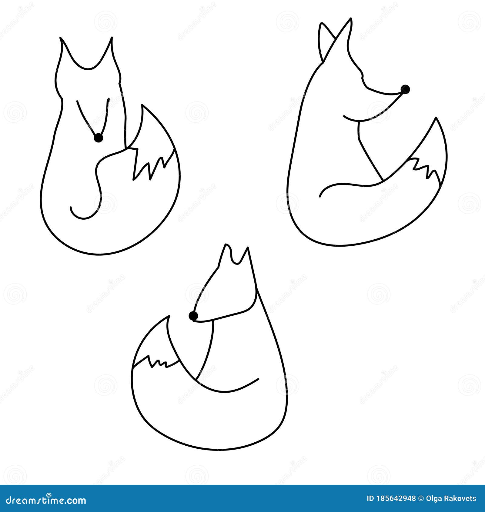 Outline Vector Fox Illustration, Foxes Set for Creativity and Design ...