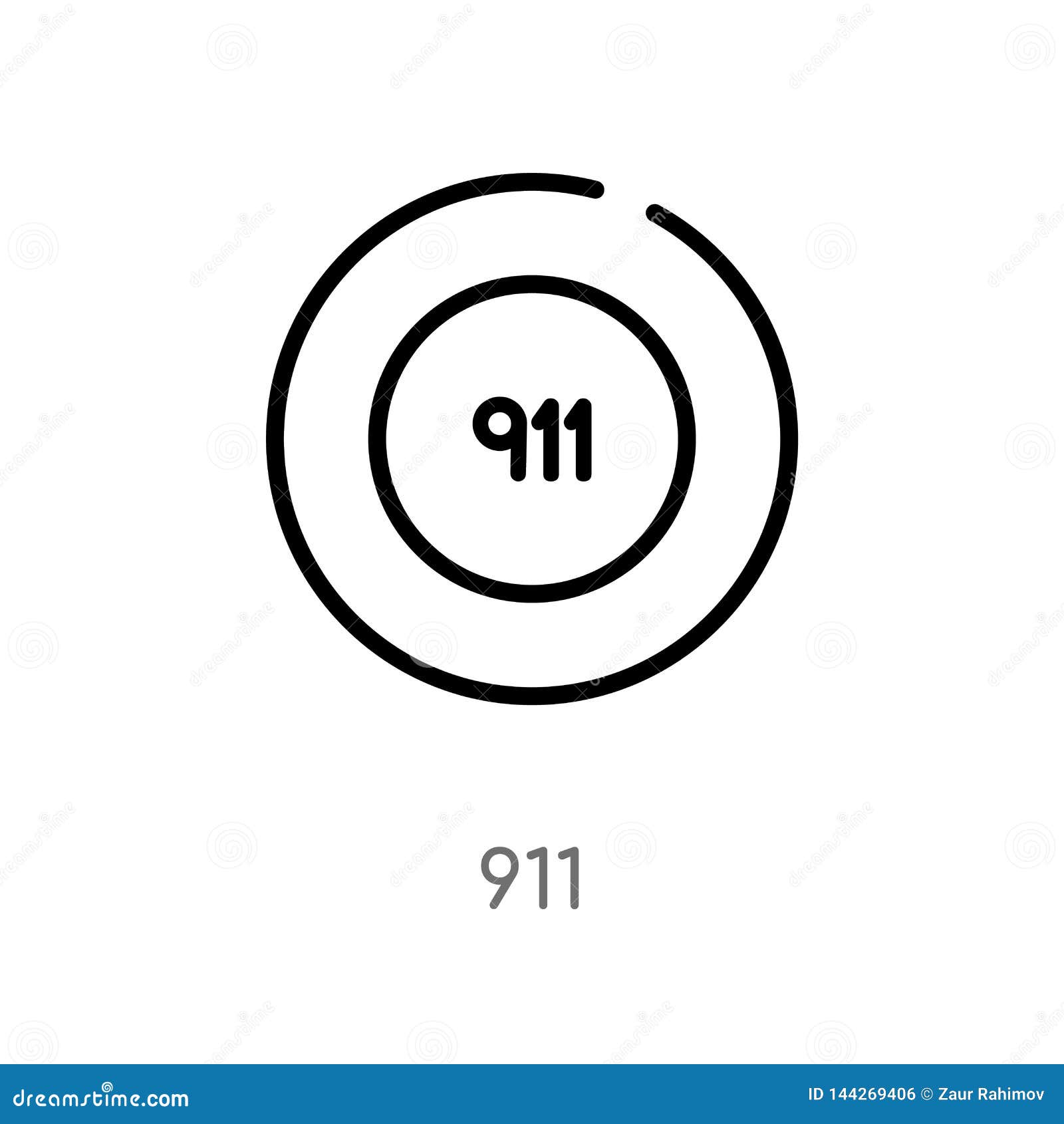 Outline 911 Vector Icon. Isolated Black Simple Line Element ...