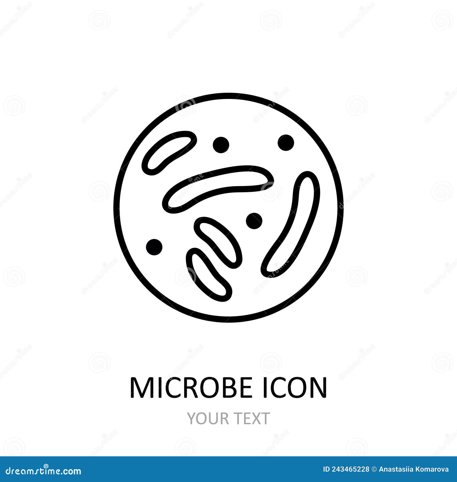 Outline Vector Icon with Microbes Under a Microscope Stock Vector ...