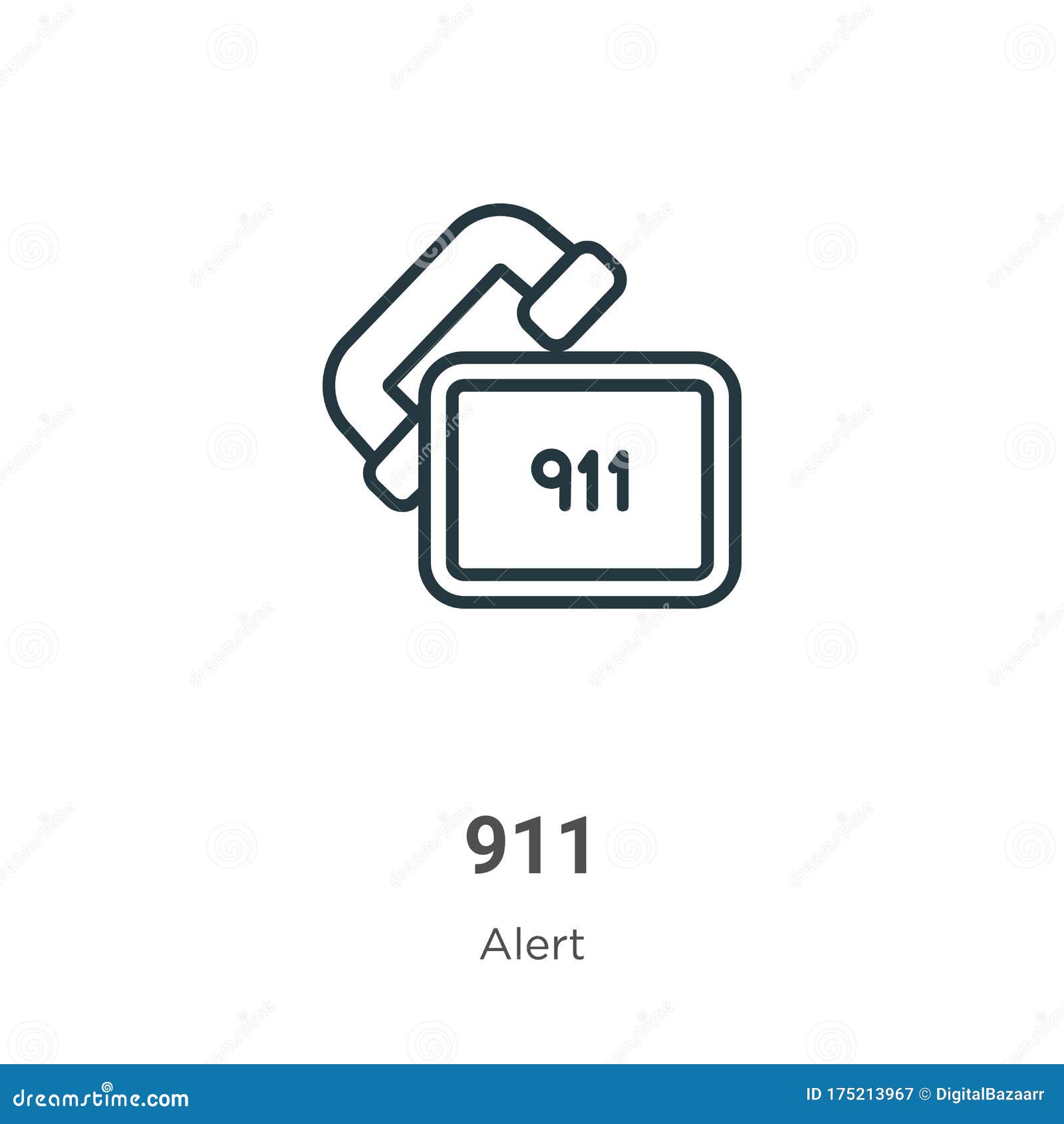 911 Outline Vector Icon. Thin Line Black 911 Icon, Flat Vector Simple ...