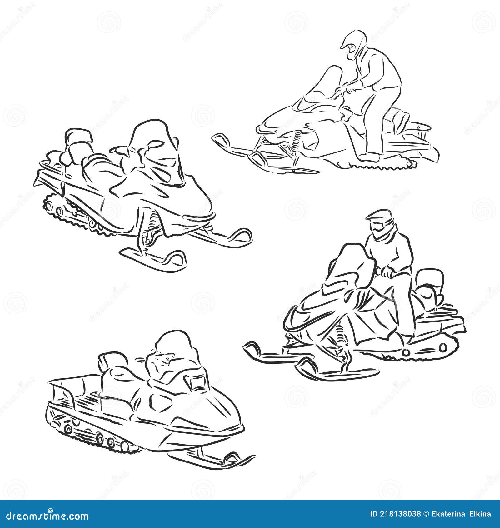 Outline Vector Illustration of Snowmobile . Snowmobile Vector Stock ...