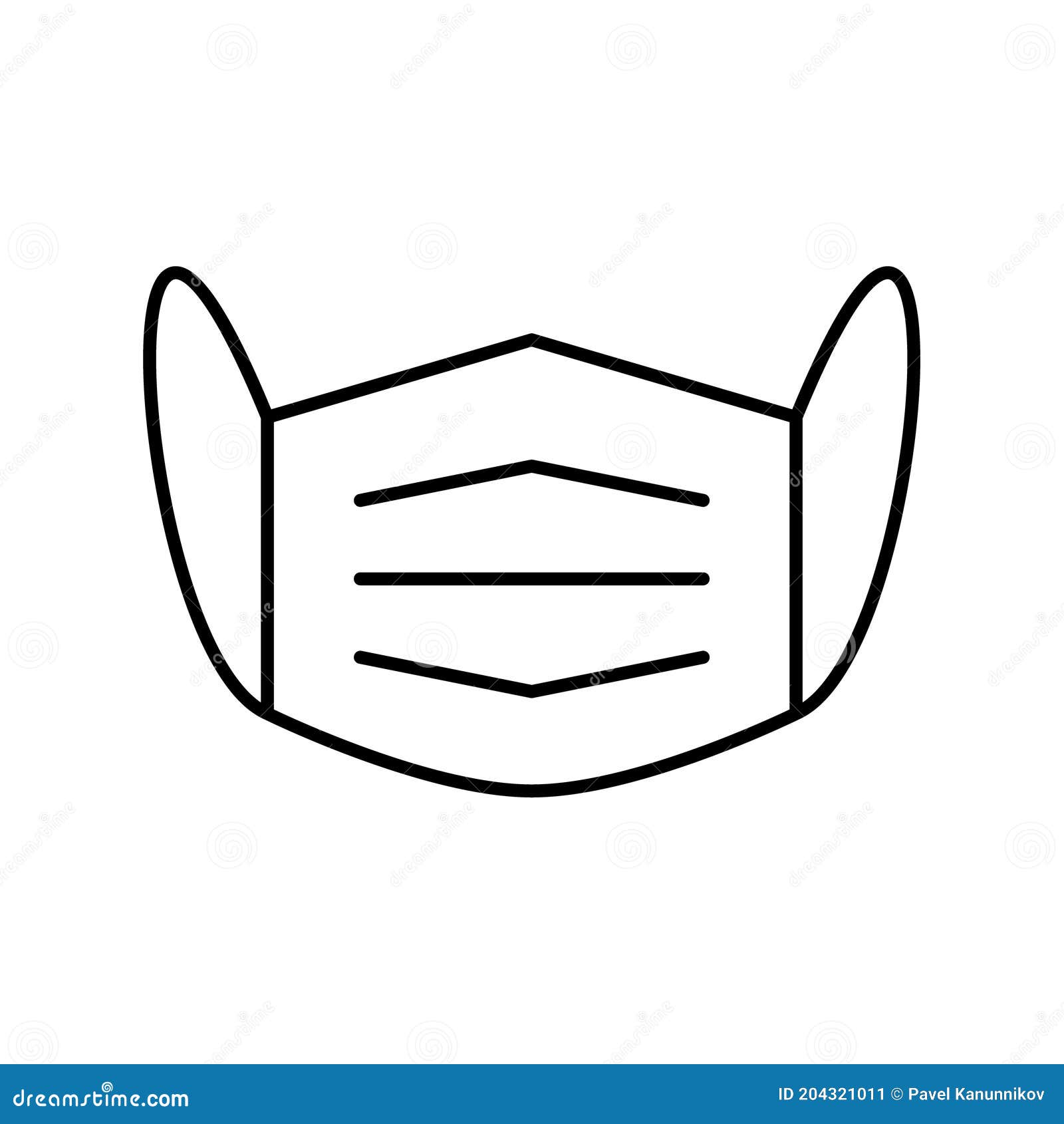 Outline Vector Medical Mask Icon Isolated on White Background Stock ...