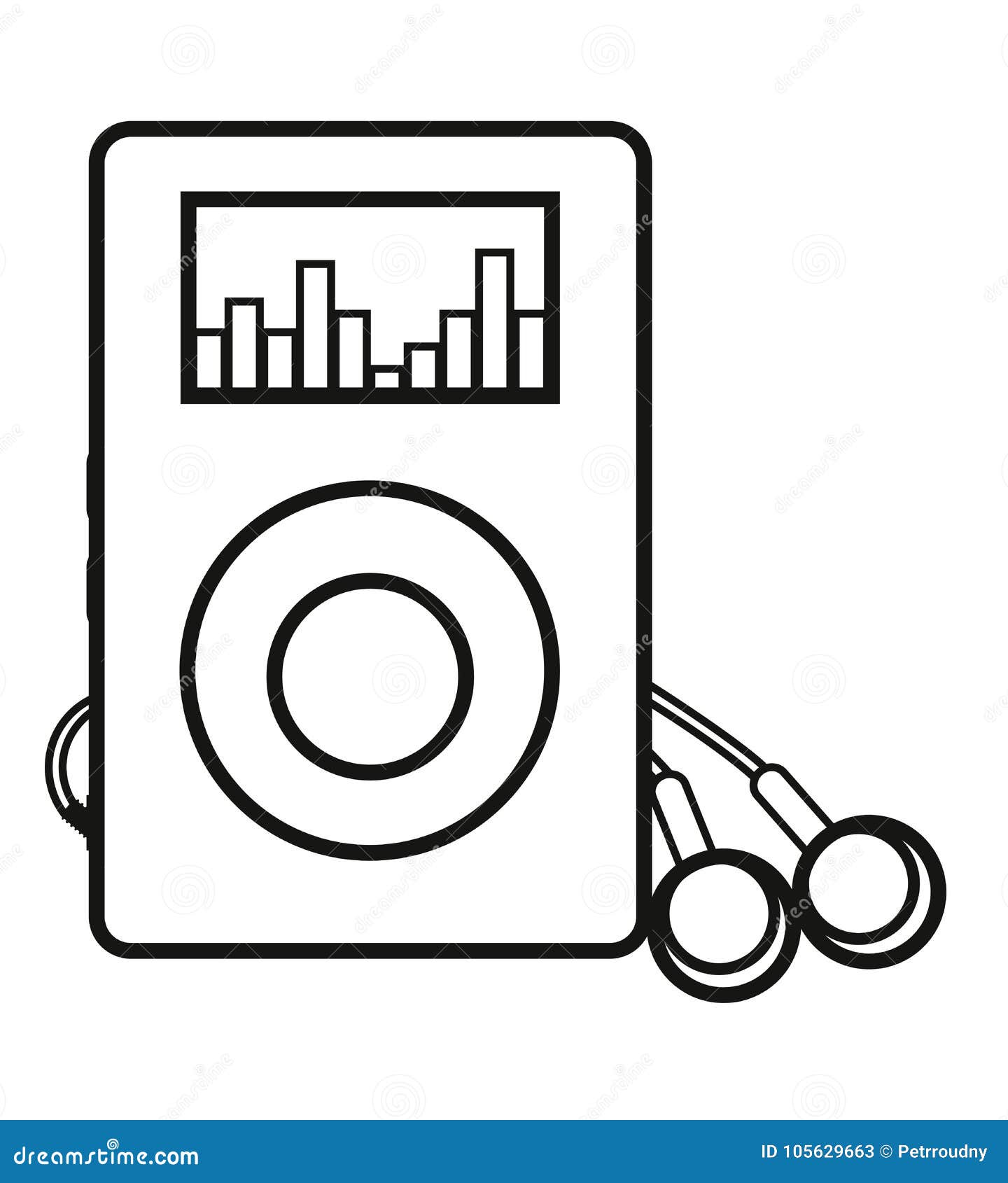 Outline vector mp3 player stock vector. Illustration of pocket - 105629663
