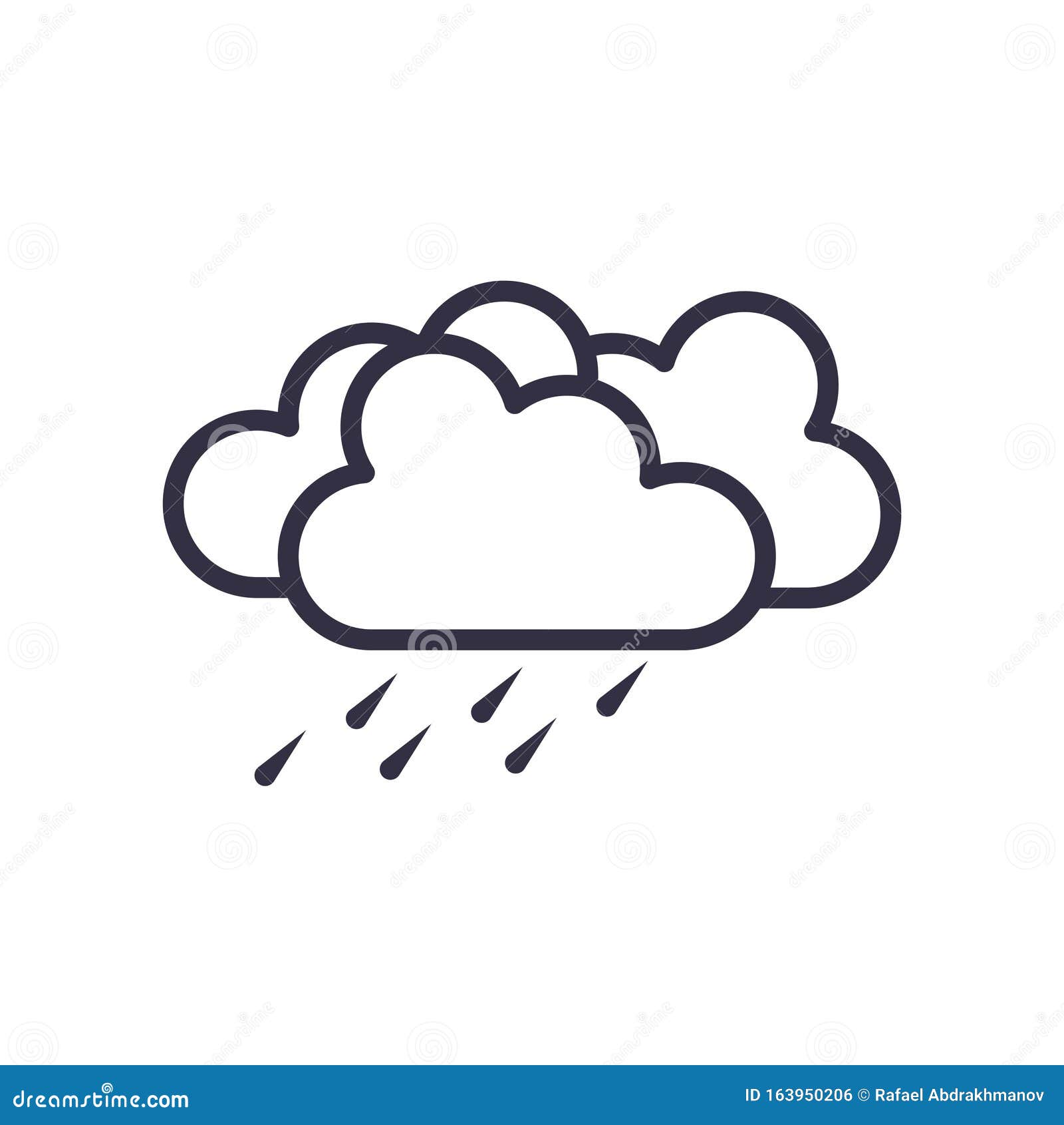 Outline Vector Weather App Icon. Meteorological Symbol of Cloudy Rain ...