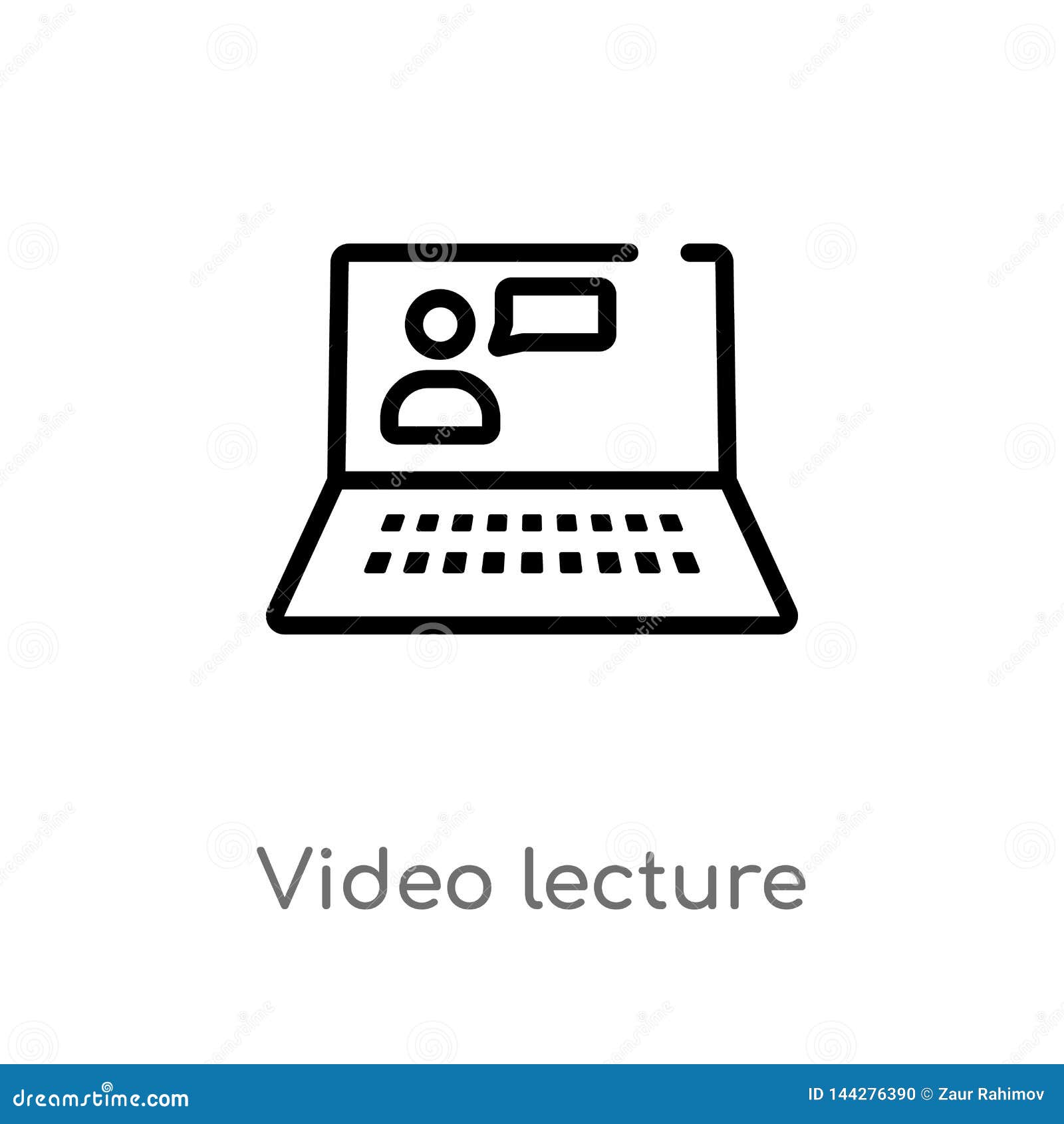 Outline Video Lecture Vector Icon. Isolated Black Simple Line Element ...