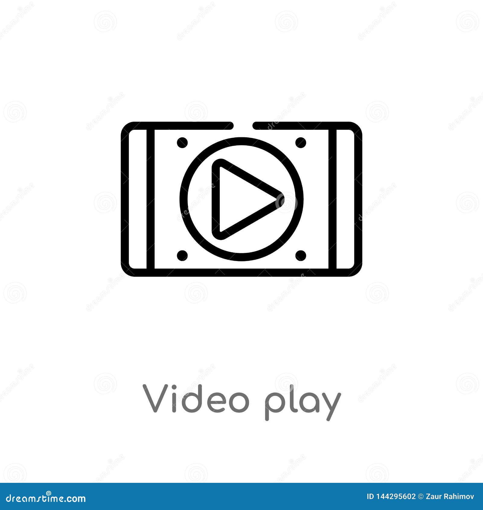 Outline Video Play Vector Icon. Isolated Black Simple Line Element ...