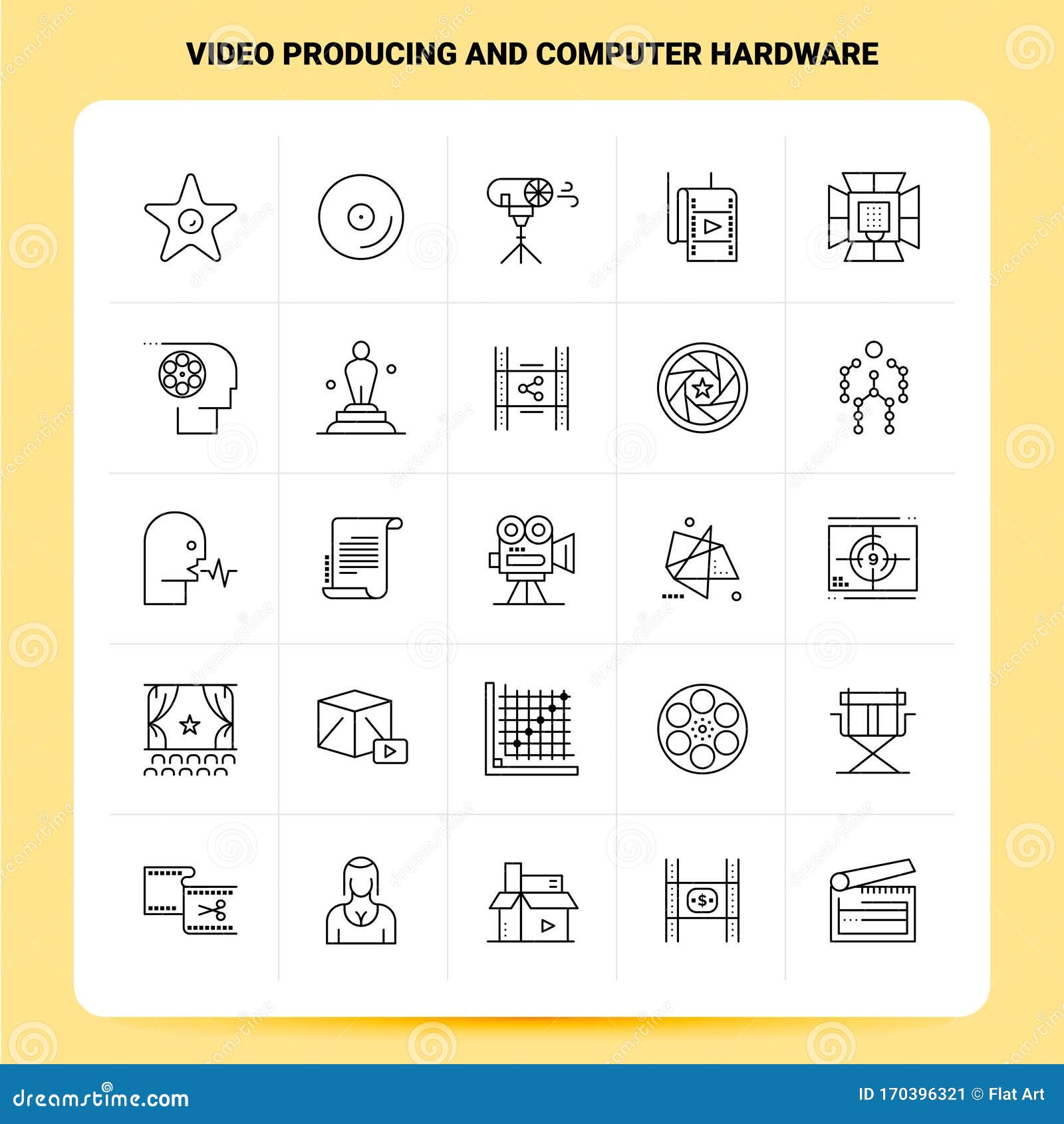 OutLine 25 Video Producing and Computer Hardware Icon Set. Vector Line ...