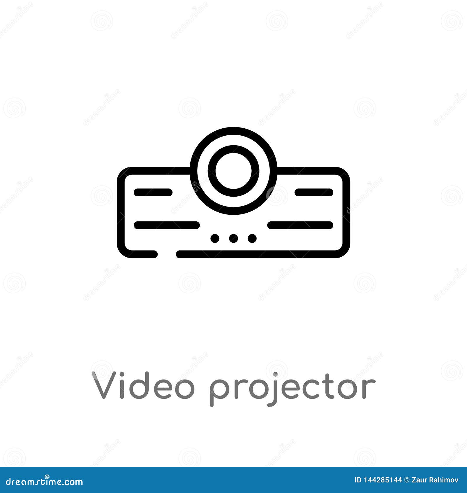Outline Video Projector Vector Icon. Isolated Black Simple Line Element ...