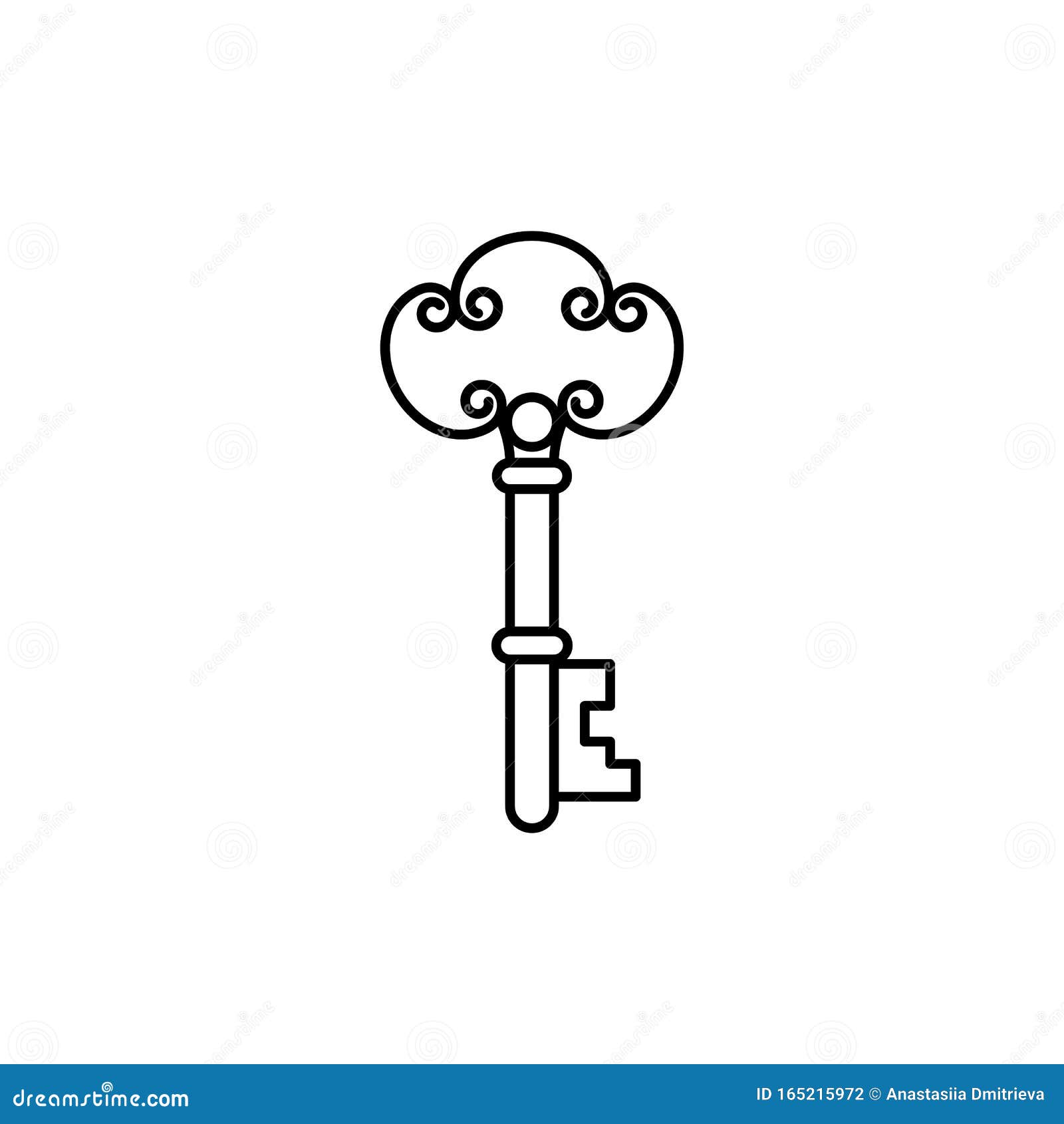 Outline Vintage Key. Vector Logos and Signs in Linear Style. Abstract ...