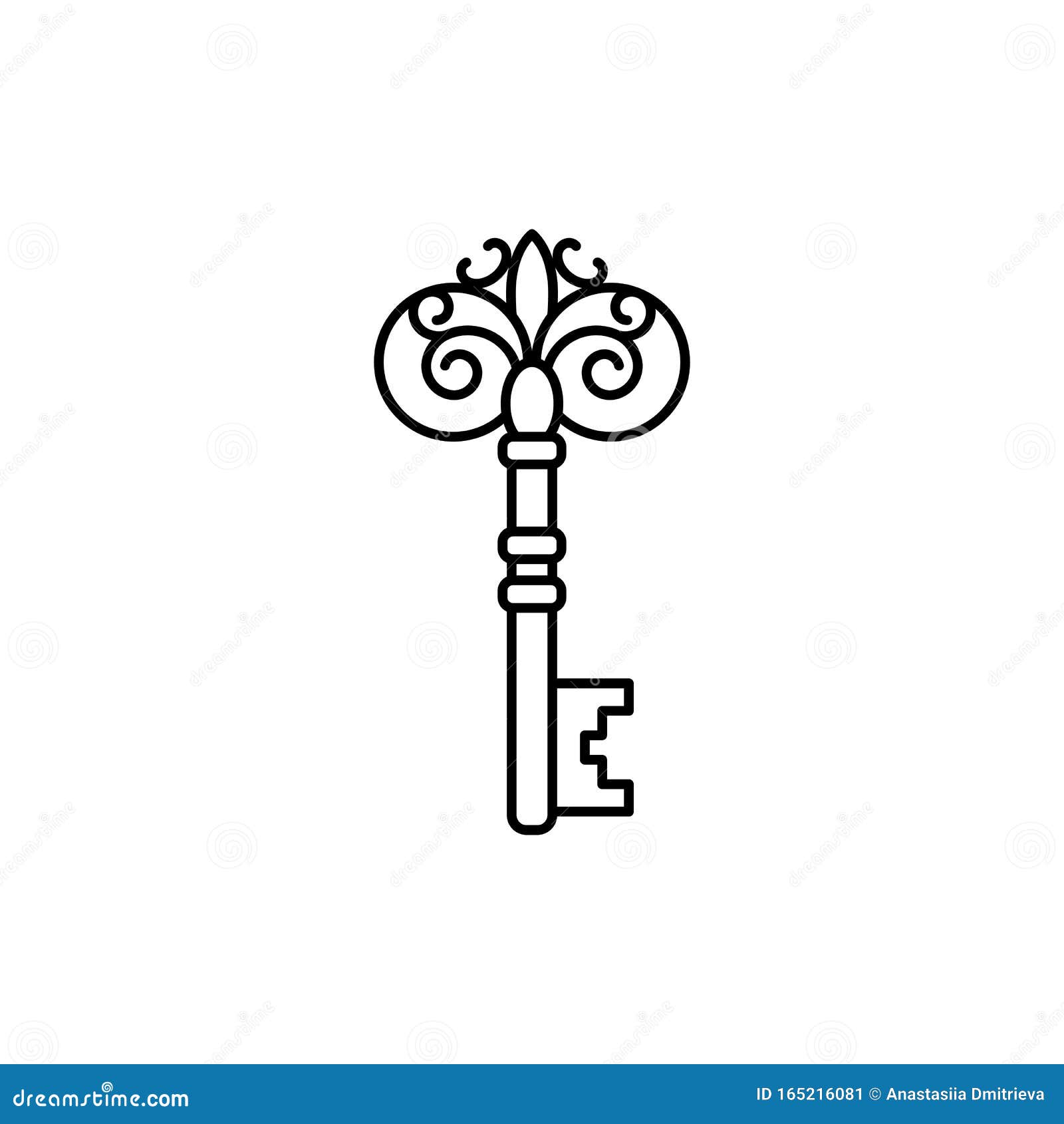 Outline Vintage Key. Vector Logos and Signs in Linear Style. Abstract ...
