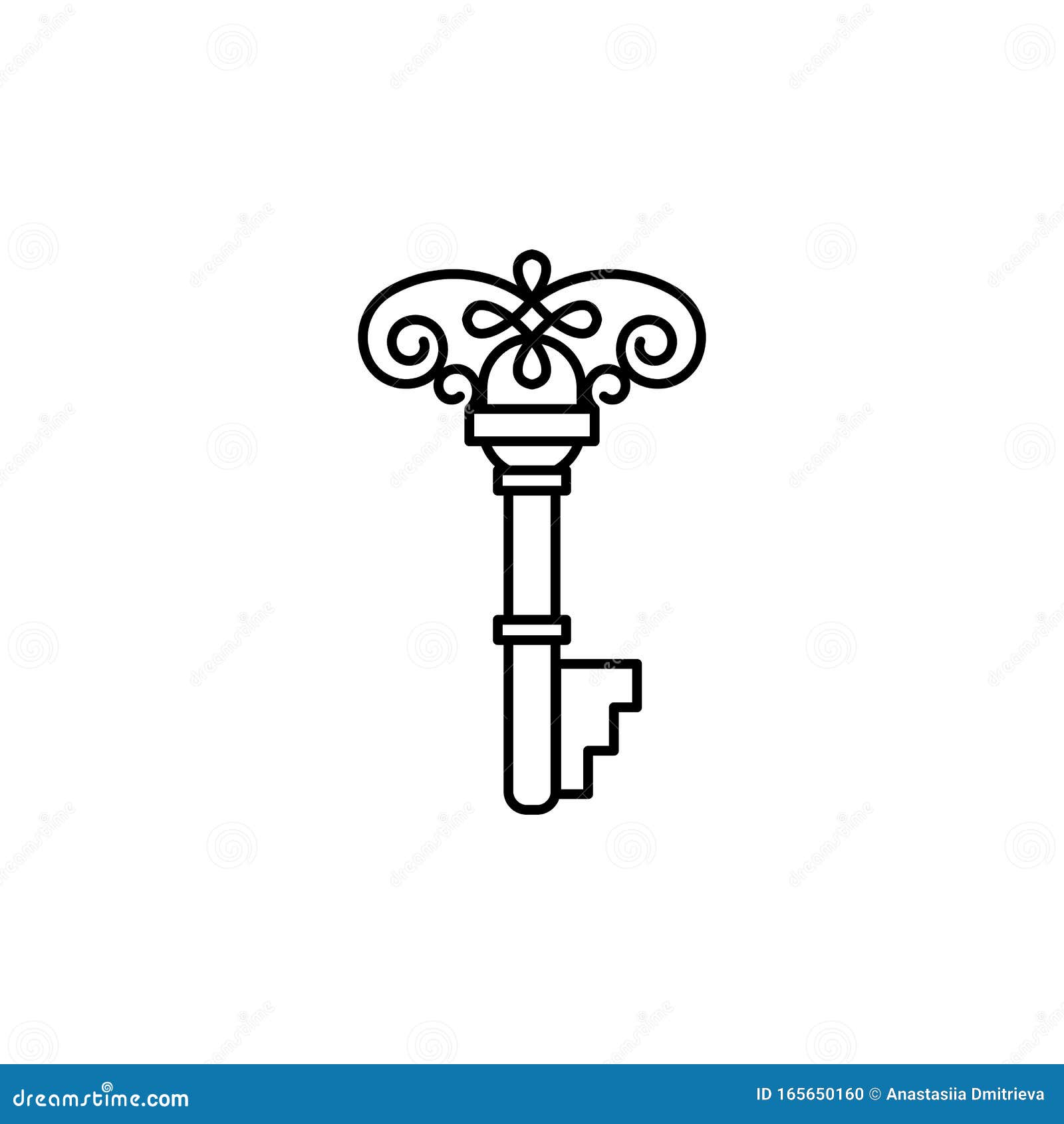 Outline Vintage Key. Vector Logos and Signs in Linear Style Stock ...