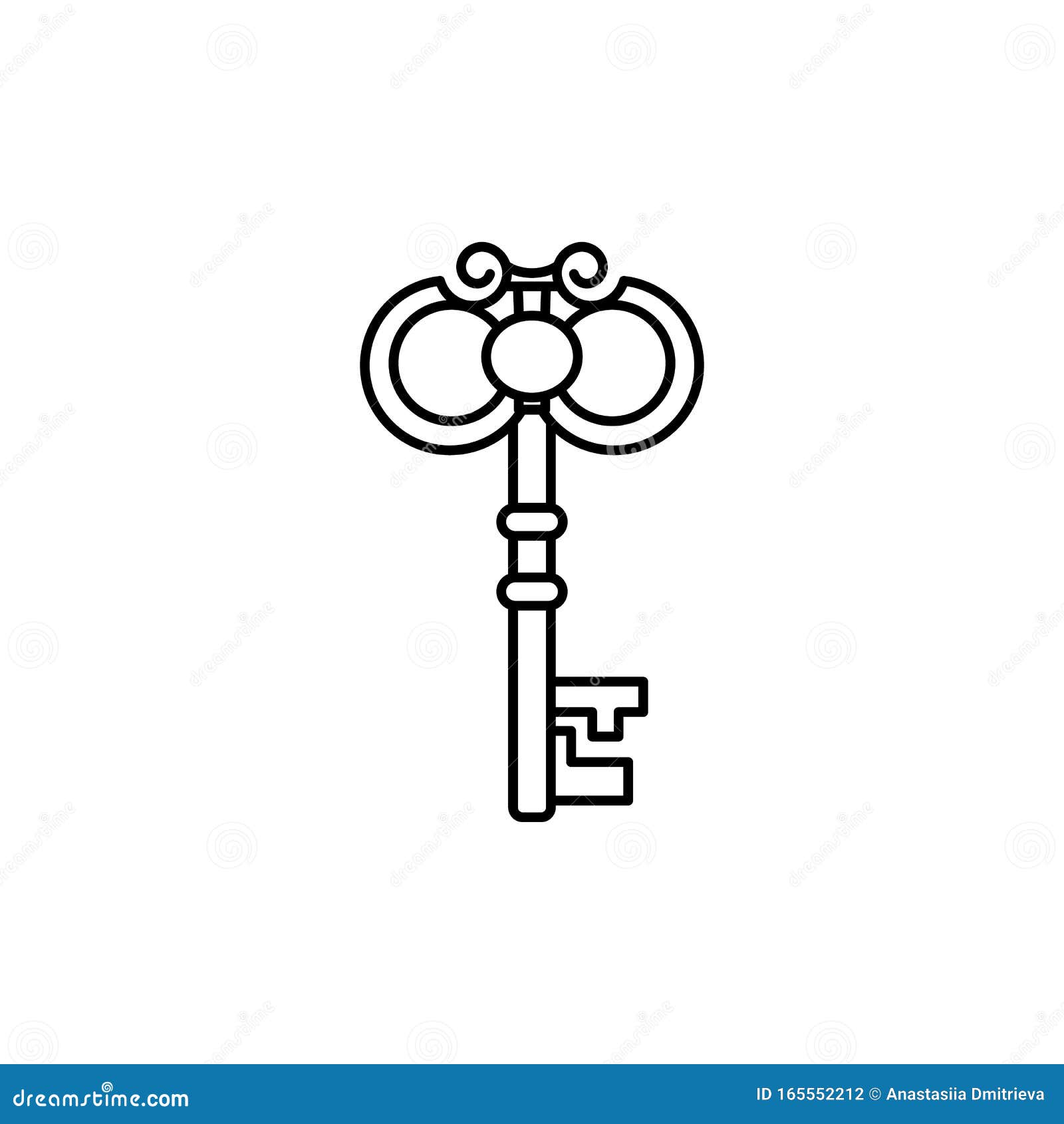 Outline Vintage Key. Vector Logos and Signs in Linear Style. Abstract ...
