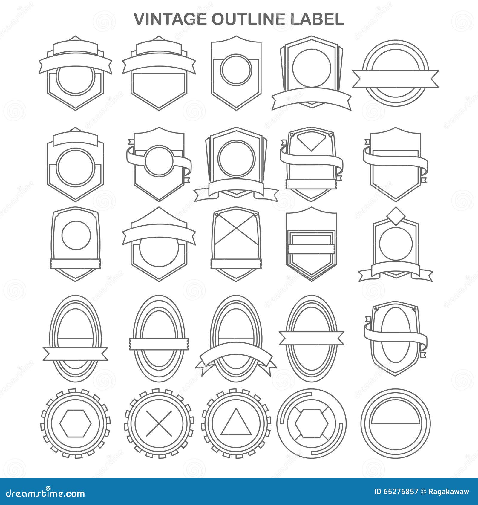 Outline Vintage Label Collection Stock Vector - Illustration of icon ...