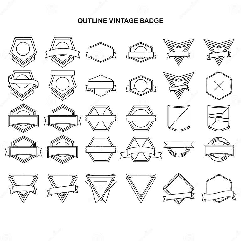 Outline Vintage Label Collection Stock Vector - Illustration of element ...