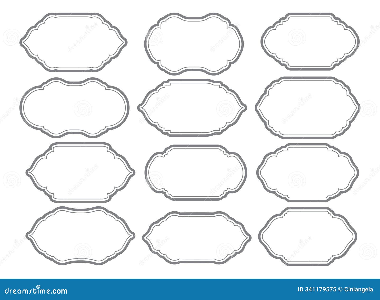 Outline Vintage Label or Emblem Set. Isolated Retro Border or Frame ...