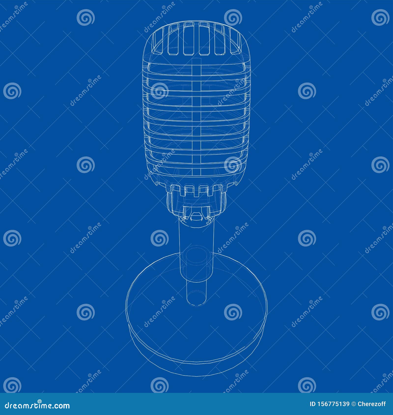 Outline Vintage Microphone Vector Stock Vector - Illustration of object ...