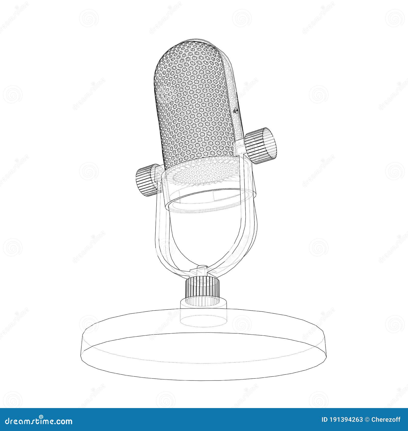Outline vintage microphone stock illustration. Illustration of ...