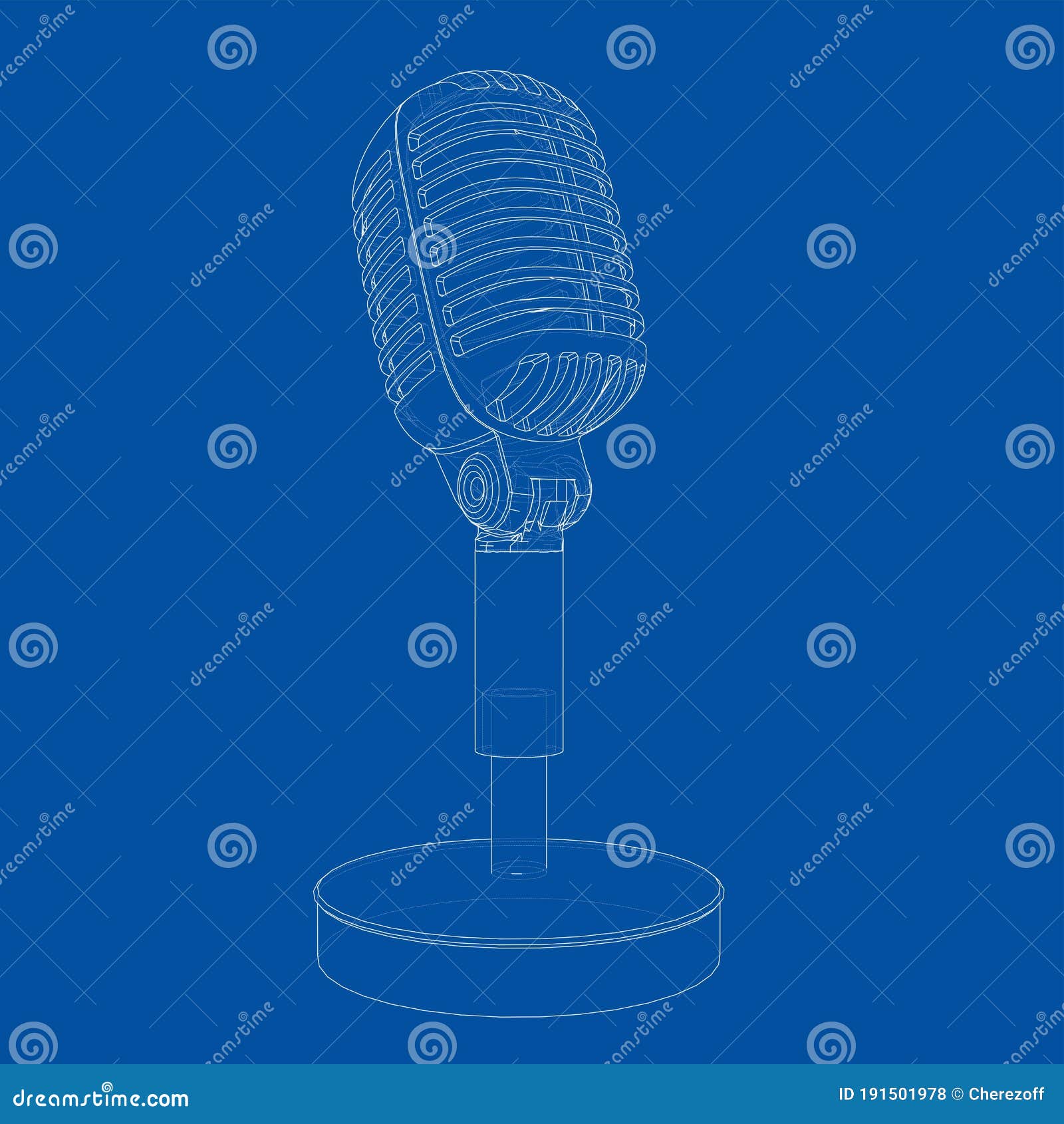 Outline vintage microphone stock illustration. Illustration of concert ...