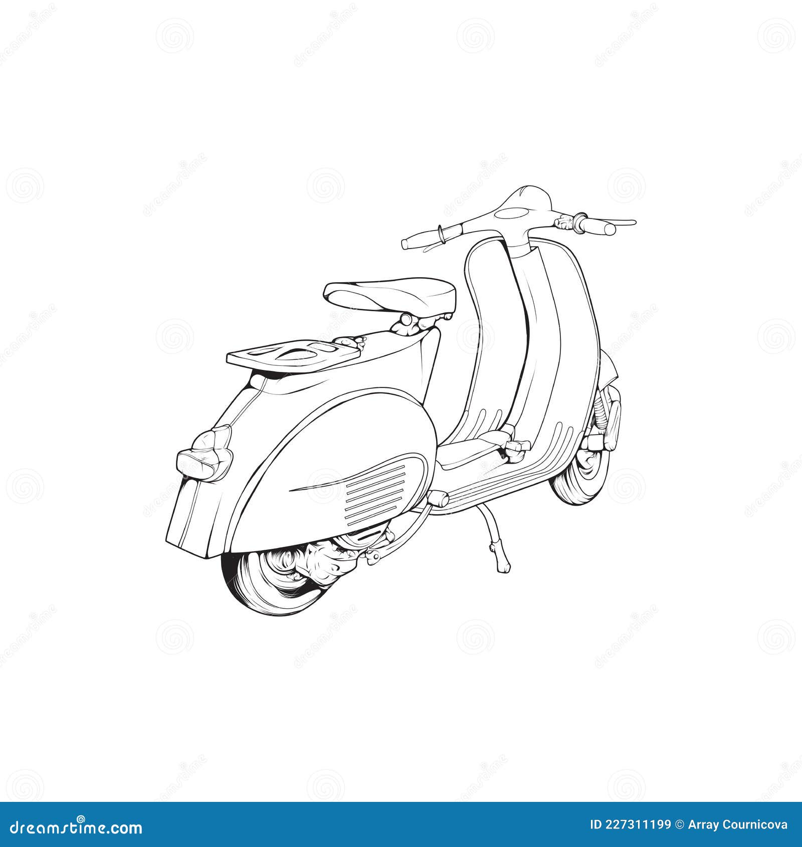 Outline Vintage Scooter. Outline Vector Scooter Stock Illustration ...