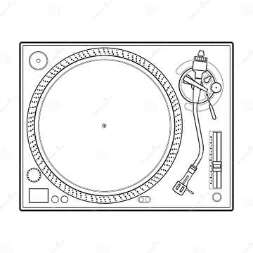 Outline vinyl turntable stock vector. Illustration of instrument - 45754567