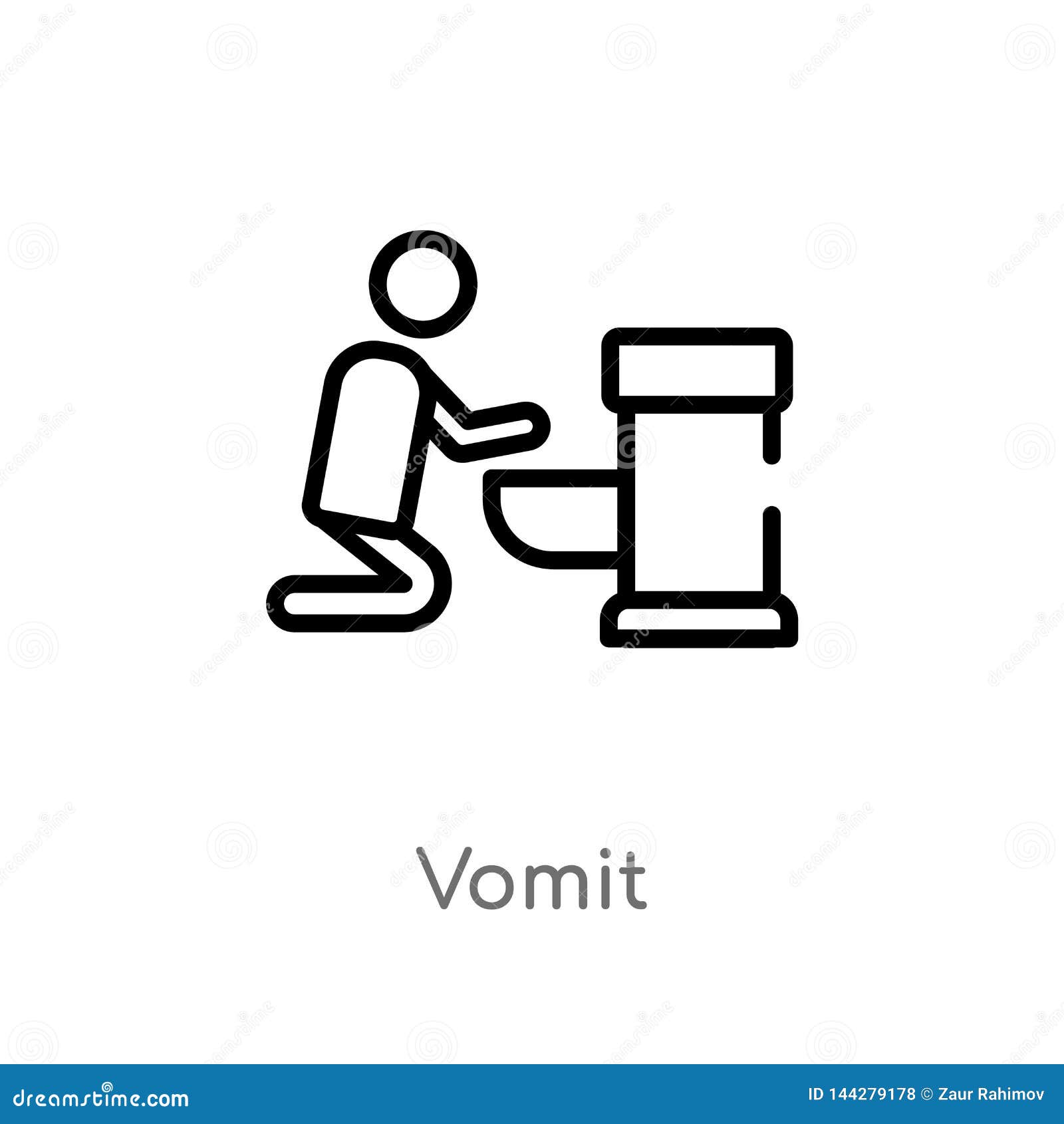 Vomit Vector Icon Isolated On White Background. Outline, Thin Line ...
