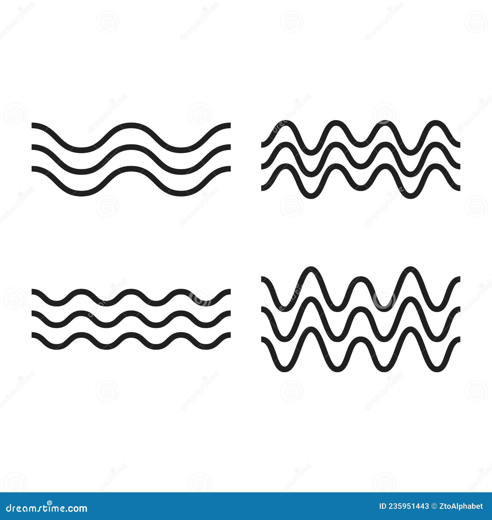 Wave Zig-zag Line Patterns Element Stock Vector - Illustration of sine ...