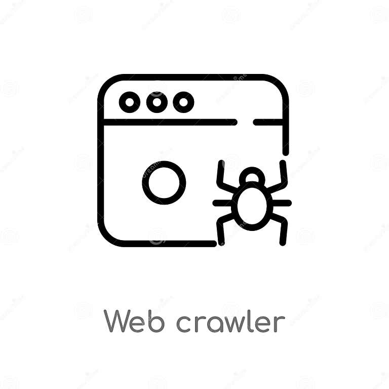 Outline Web Crawler Vector Icon. Isolated Black Simple Line Element ...